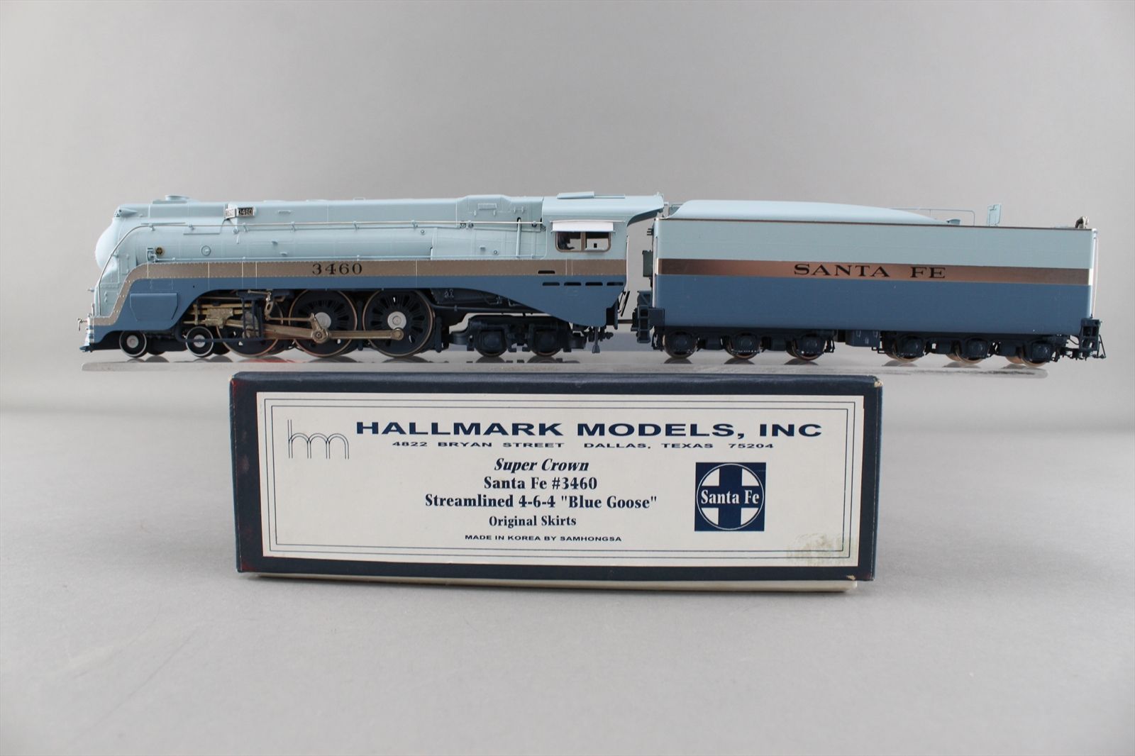 HO Brass Model - Hallmark Super Crown AT&SF Santa Fe Blue Goose Streamlined 4-6-4 #3460 Original ...
