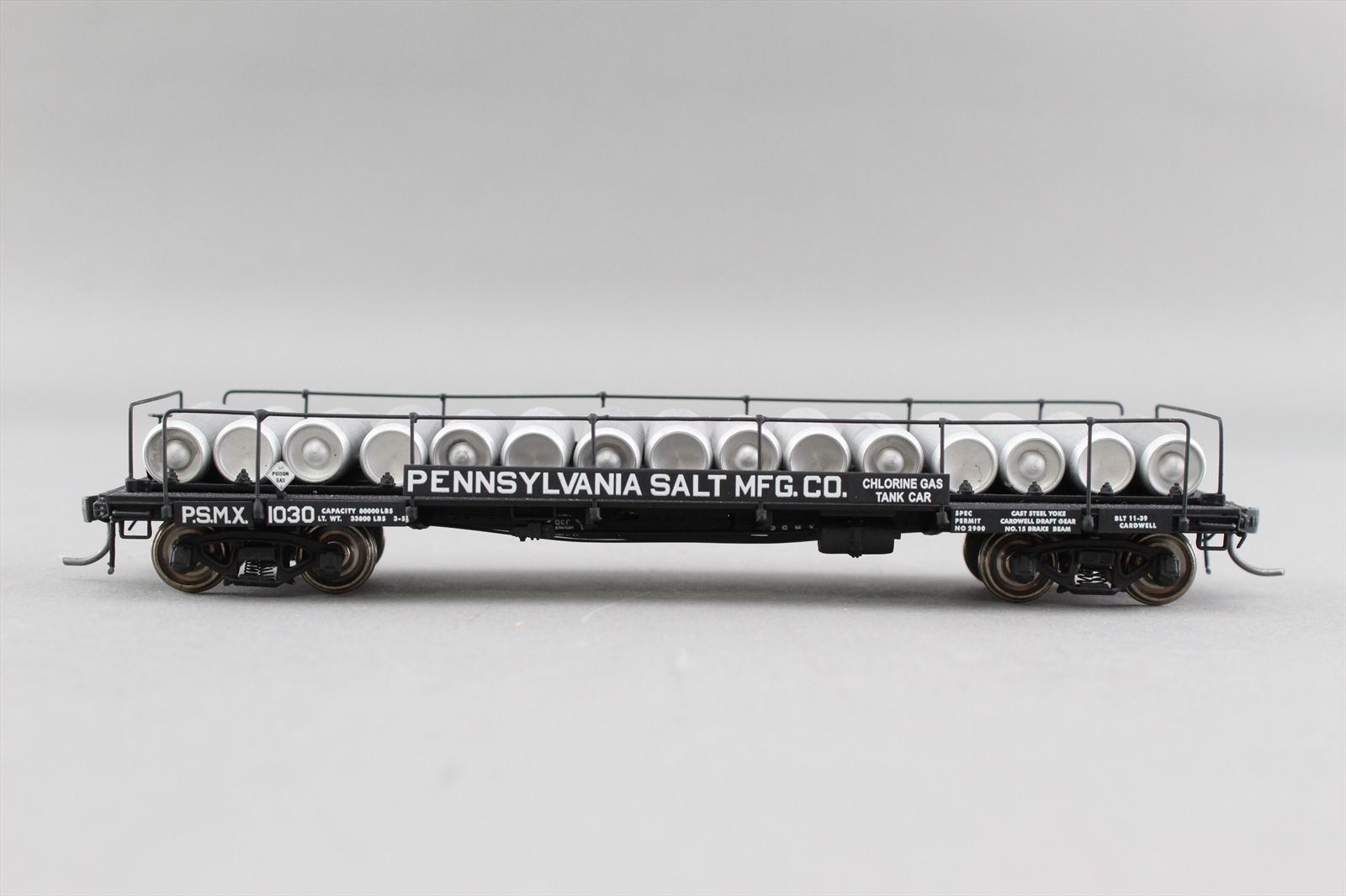 HO Brass Model - MTS ACF Chlorine Tank Car w/ Tanks #1030 - Custom - 1987 Run - F.M. Models