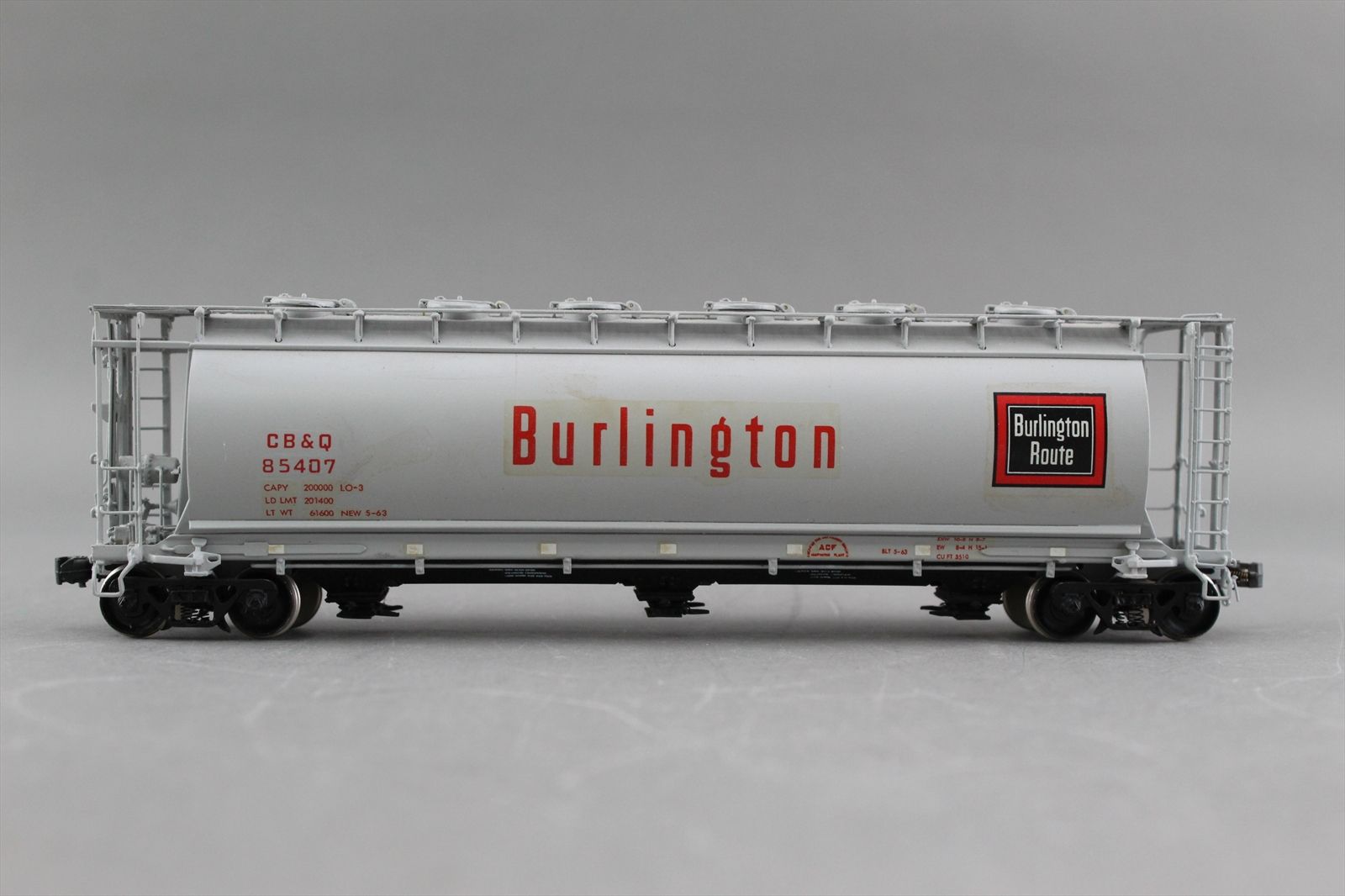 HO Brass Model - OMI 3089 CB&Q Burlington Cylindrical Covered Hopper ACF #85407 - Custom - 1990 ...