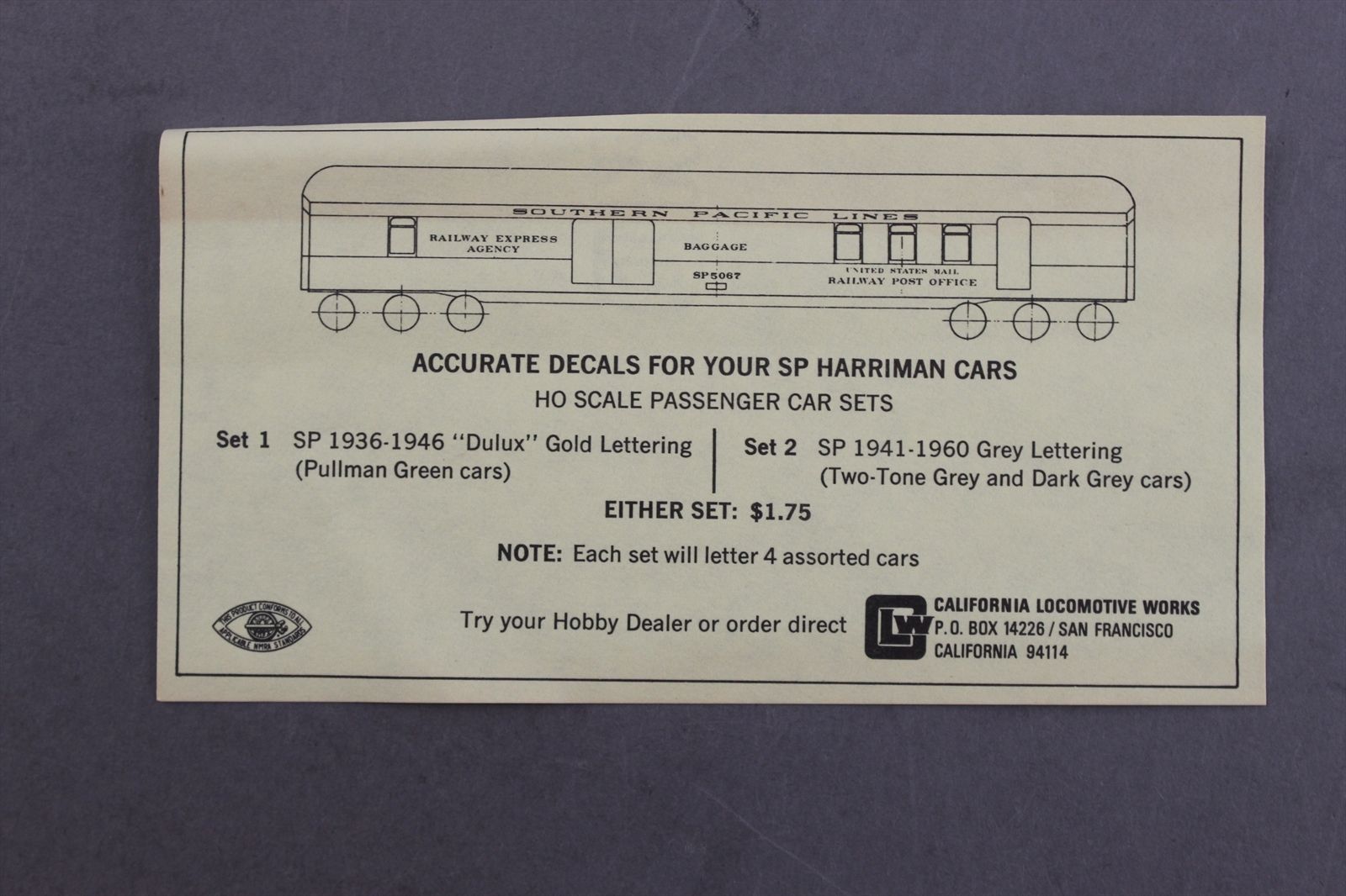 HO Brass Model - Soho SP Southern Pacific 79' Coach - Unpainted - Kumata