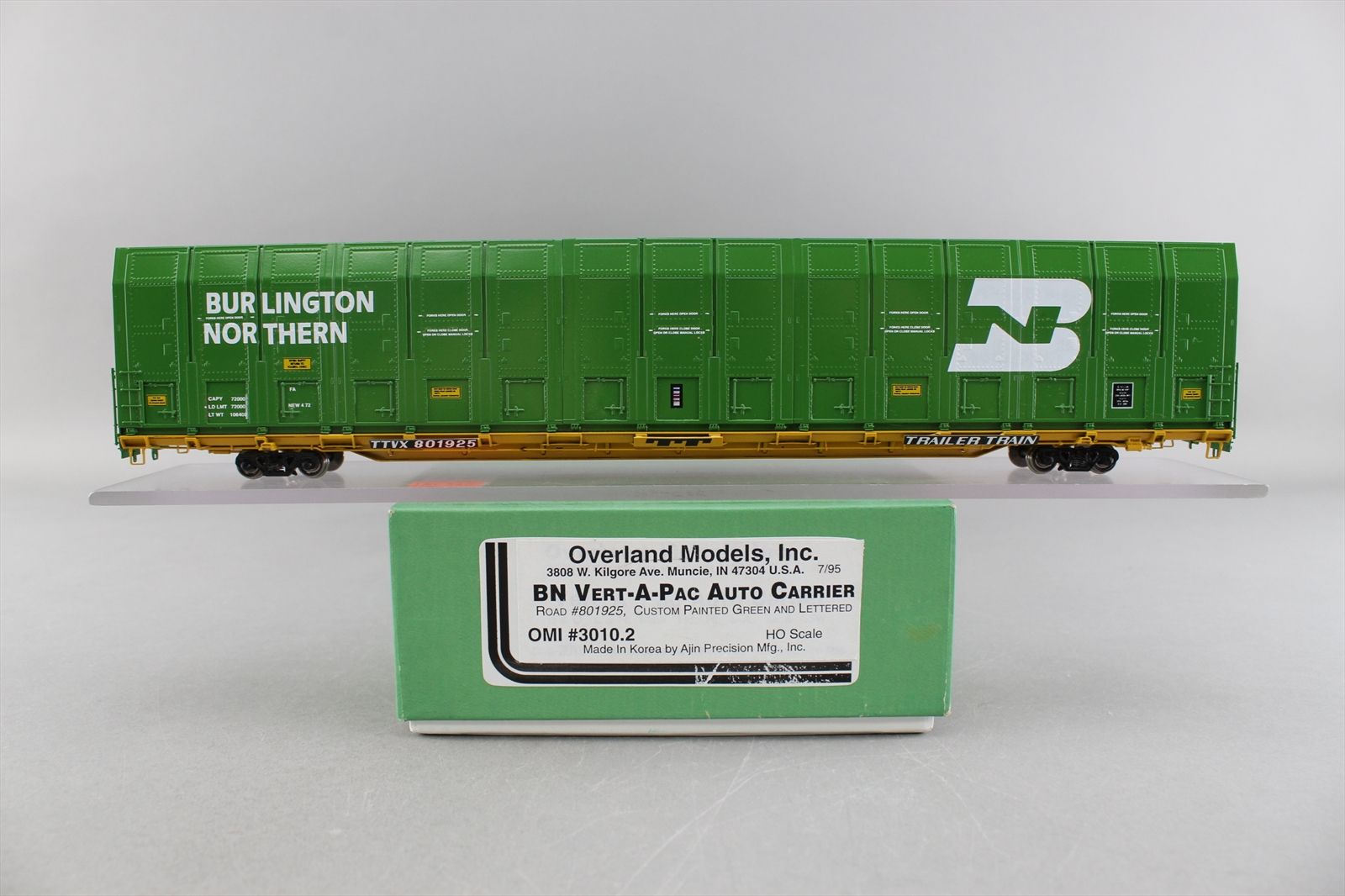 HO Brass Model - OMI 3010.2 BN Burlington Northern TTVX Trailer Train Vert-A-Pac Auto Carrier ...
