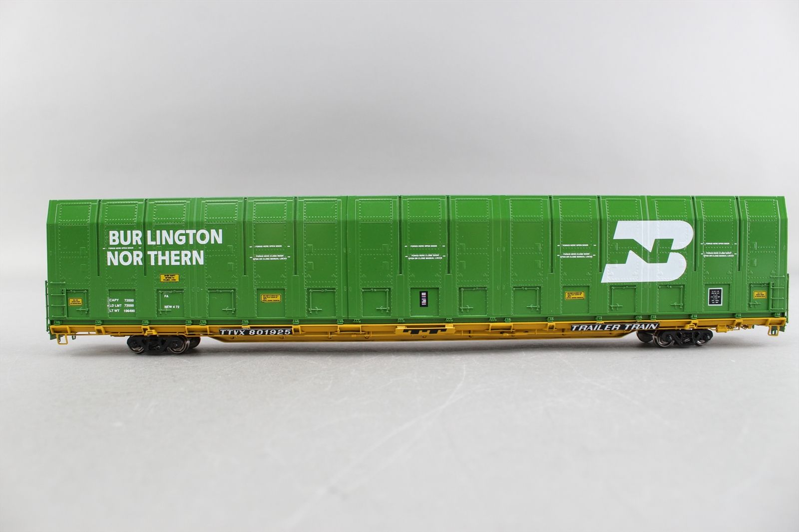 HO Brass Model - OMI 3010.2 BN Burlington Northern TTVX Trailer Train Vert-A-Pac Auto Carrier ...