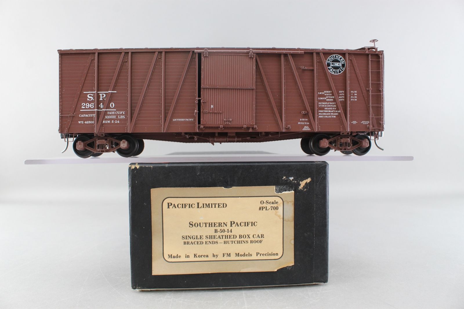 O Brass Model - PL 700 PL-700 SP Southern Pacific B-50-14 Boxcar Single Sheathed Braced Ends ...