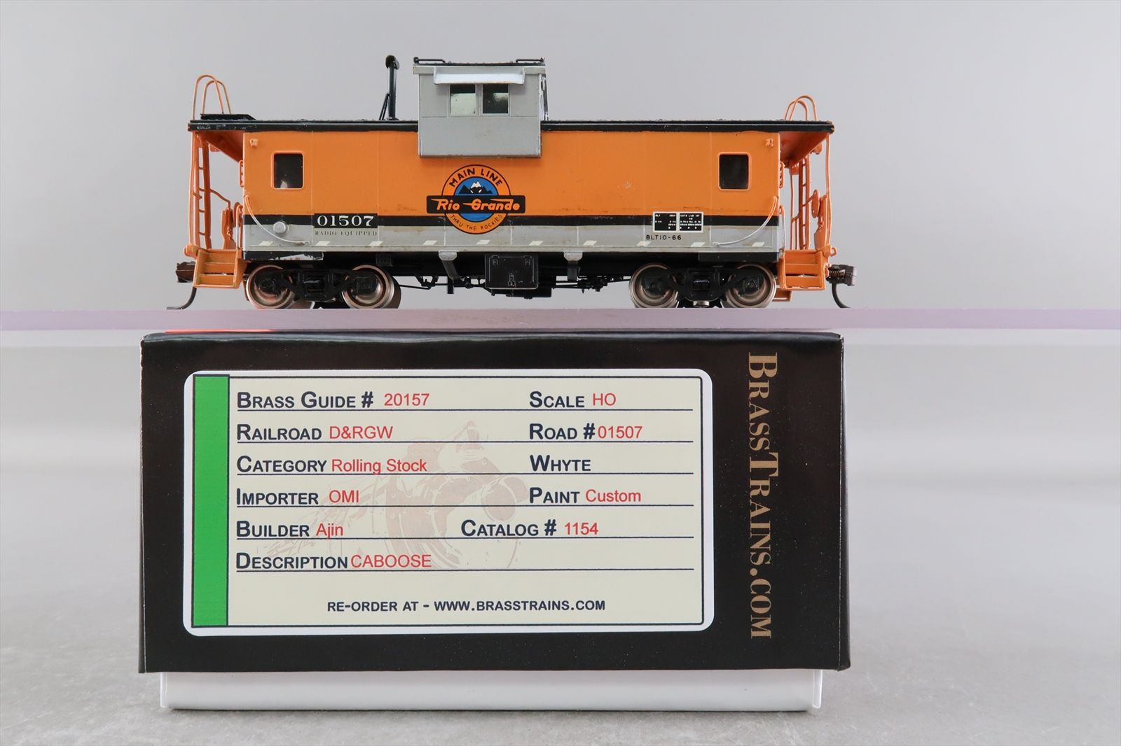 HO Brass Model - OMI 1154 D&RGW Rio Grande W-V Wide Vision Caboose #01507 - Fair Custom - 1991 ...