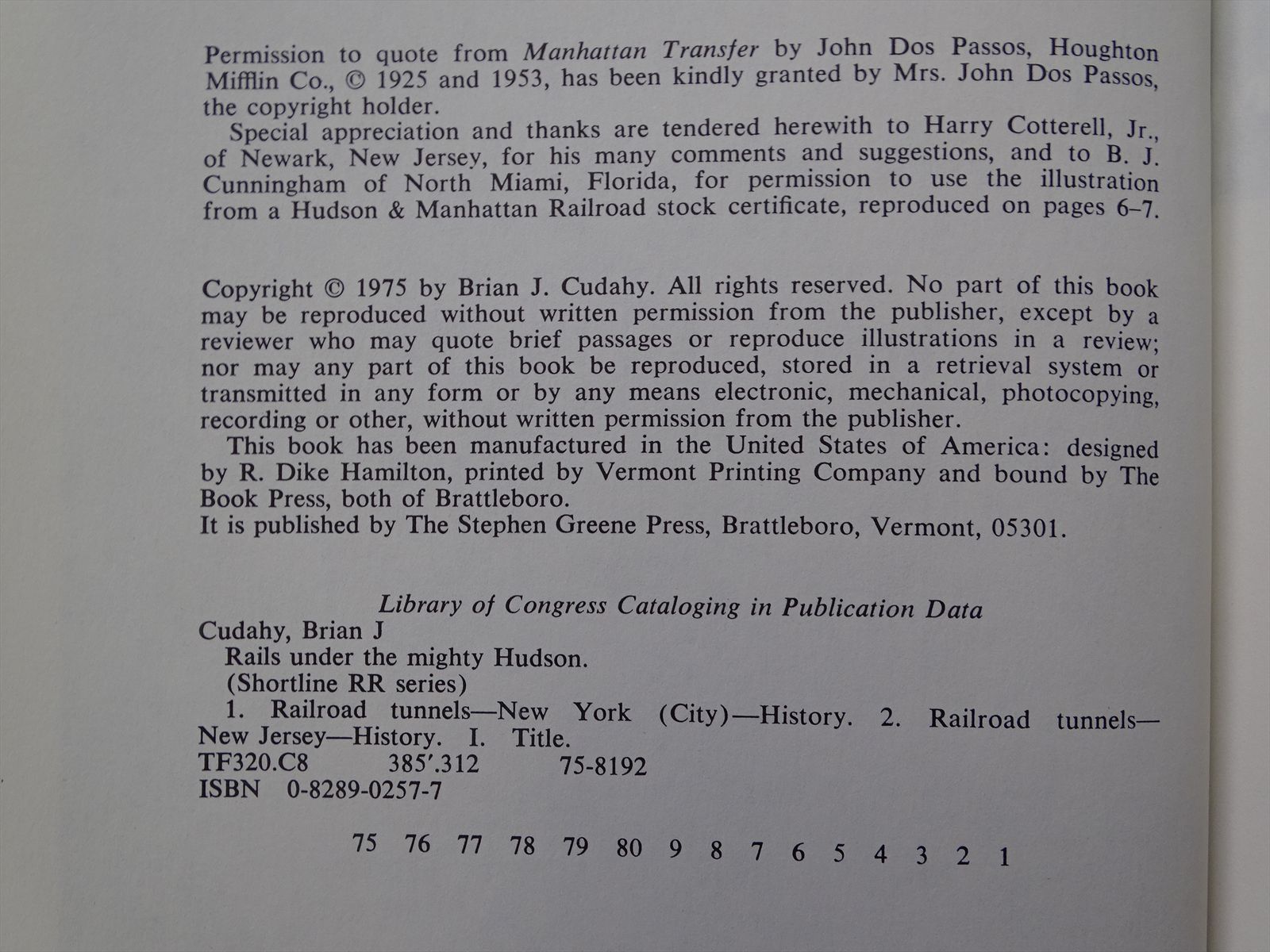 Railroad Book - Rails Under the Mighty Hudson - Brian J. Cudahy - 79 Pages