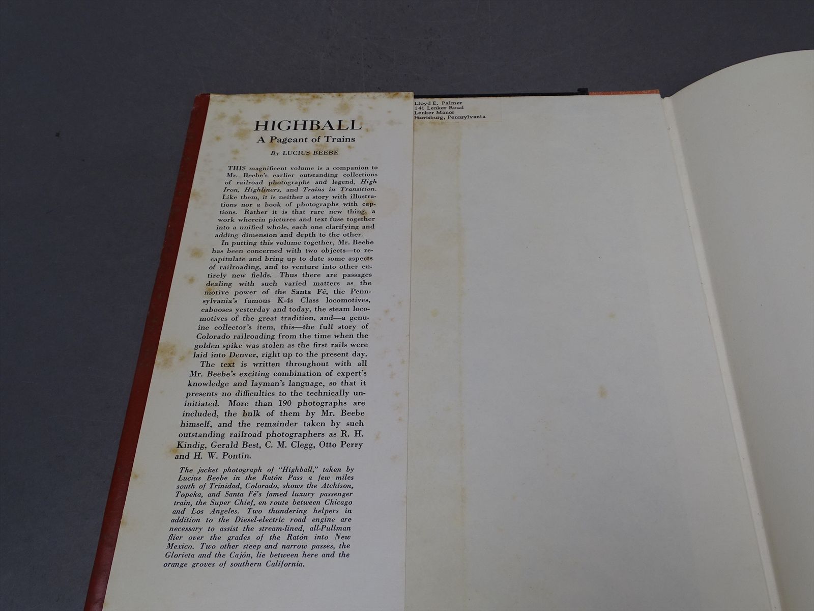 Railroad Book - Highball: A Pageant of Trains - Lucius Beebe - 226 Pages