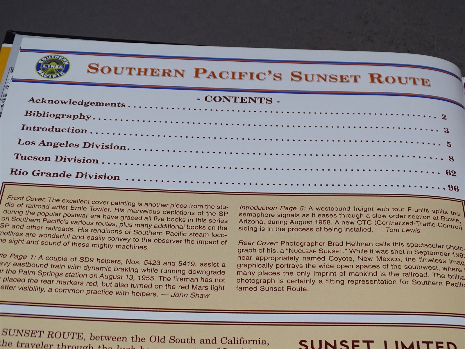 Railroad Book - Southern Pacific's Sunset Route Color Pictorial - Tom ...