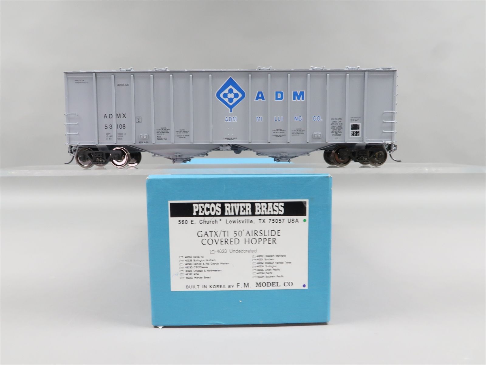 O Brass Model - PRB Pecos River 4633F ADM ADMX 50' Airslide Covered Hopper #5308 - F/P - 1998 ...