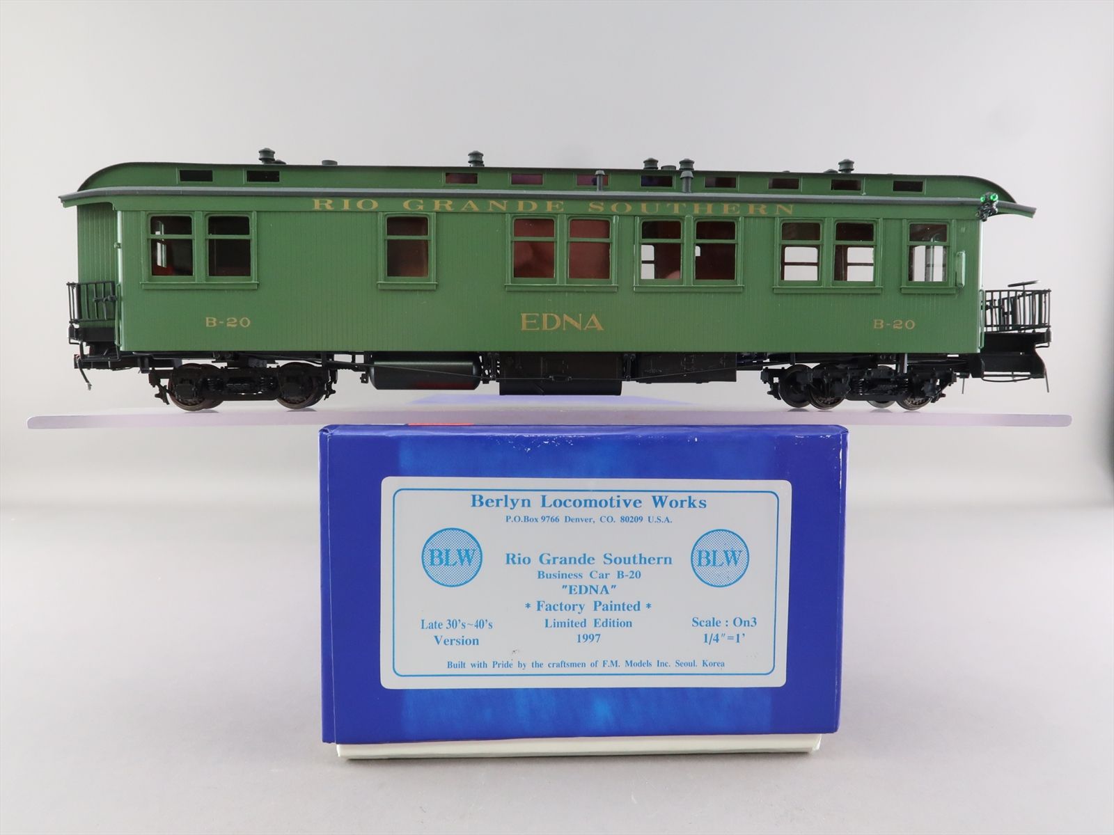 On3 Brass Model - BLW RGS Rio Grande Southern Edna B-20 Business Passenger Car Late 30's - 40's ...