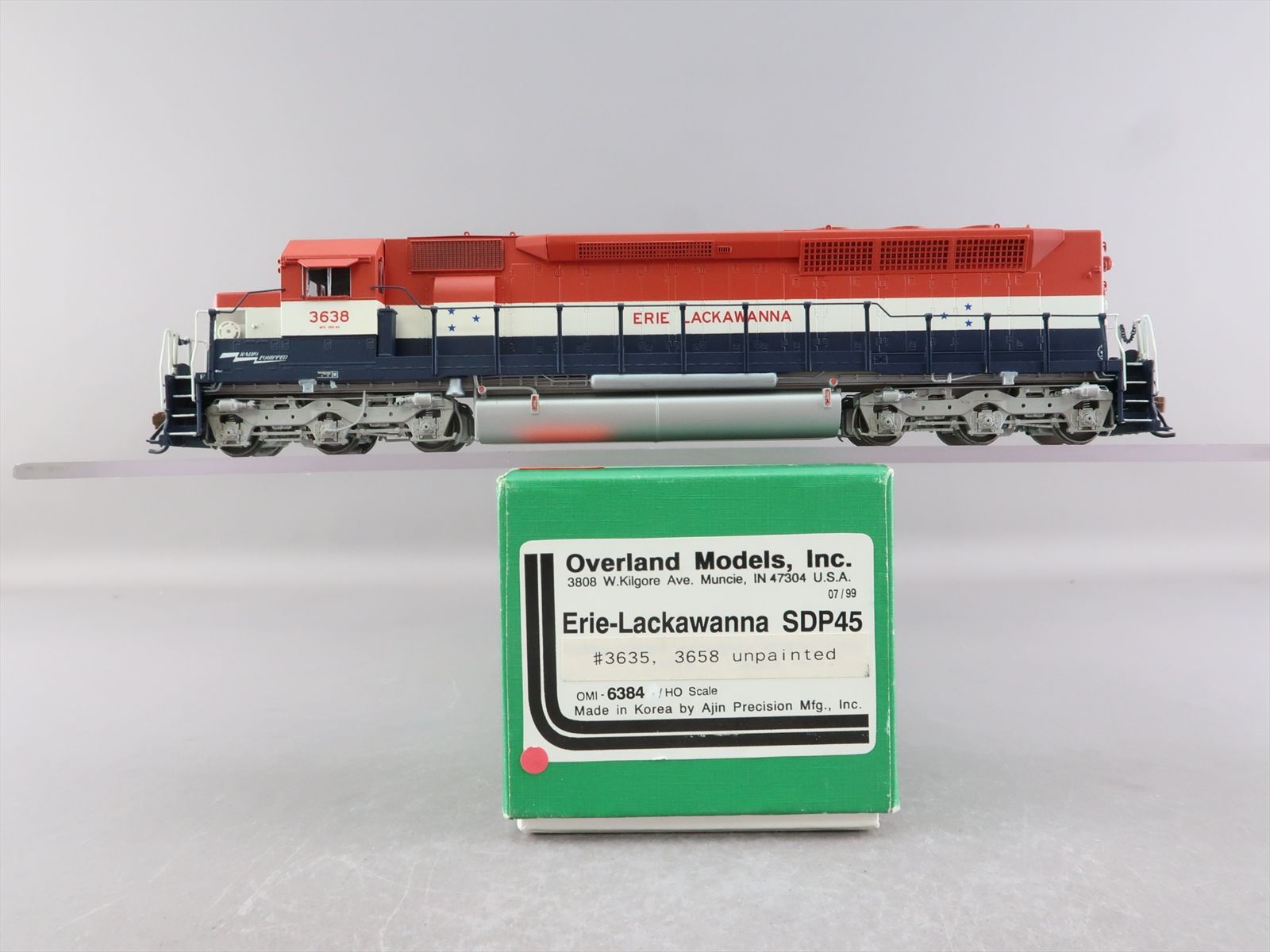 HO Brass Model - OMI 6384 EL Erie Lackawanna SDP45 #3638 - Custom + Weathered - 1999 Run - Ajin