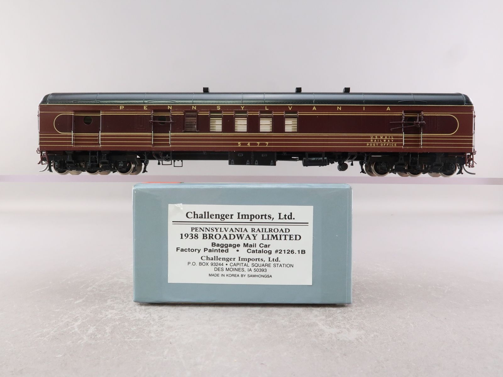 HO Brass Model - CIL 2126.1B PRR Pennsylvania Baggage Mail Car 1938 Broadway Limited #5477 - F/P ...