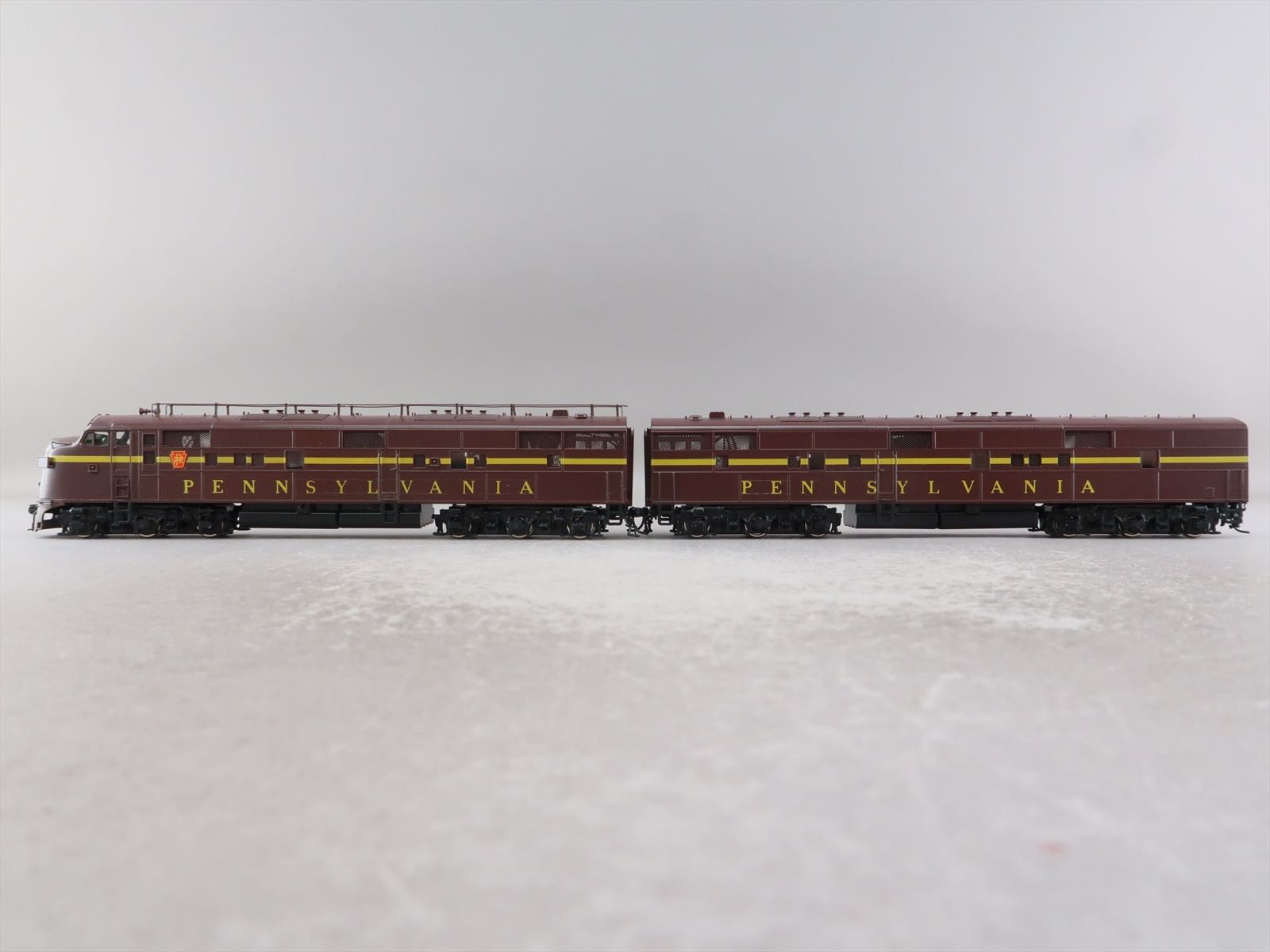 HO Brass Model - Oriental PRR Pennsylvania E7 E7A E7B Phase II Tuscan Red A-B Set - F/P - 1990 ...