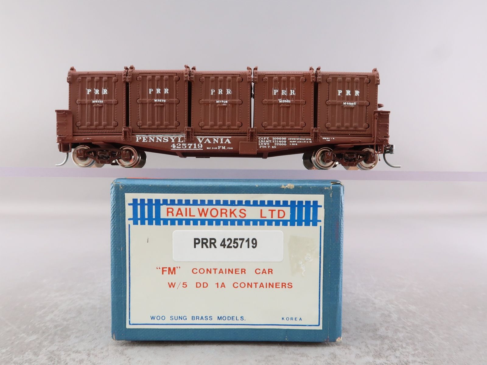 HO Brass Model - Railworks PRR Pennsylvania FM Container Car w/ 5 DD1A ...