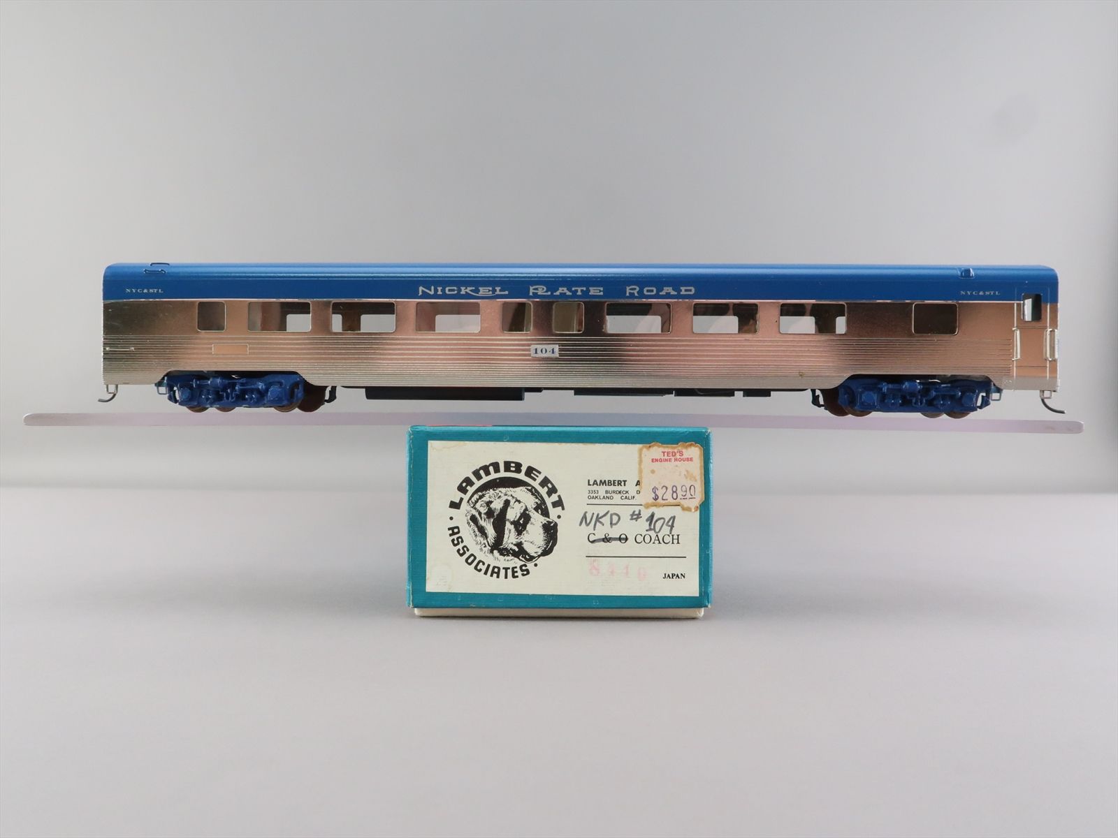 HO Brass Model - Lambert C&O as NKP Nickel Plate Coach #104 - Custom - Kumata