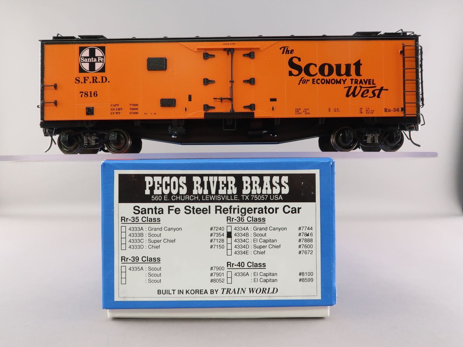 O Brass Model - PRB Pecos River 4334B AT&SF Rr-36 Santa Fe Steel Reefer ...