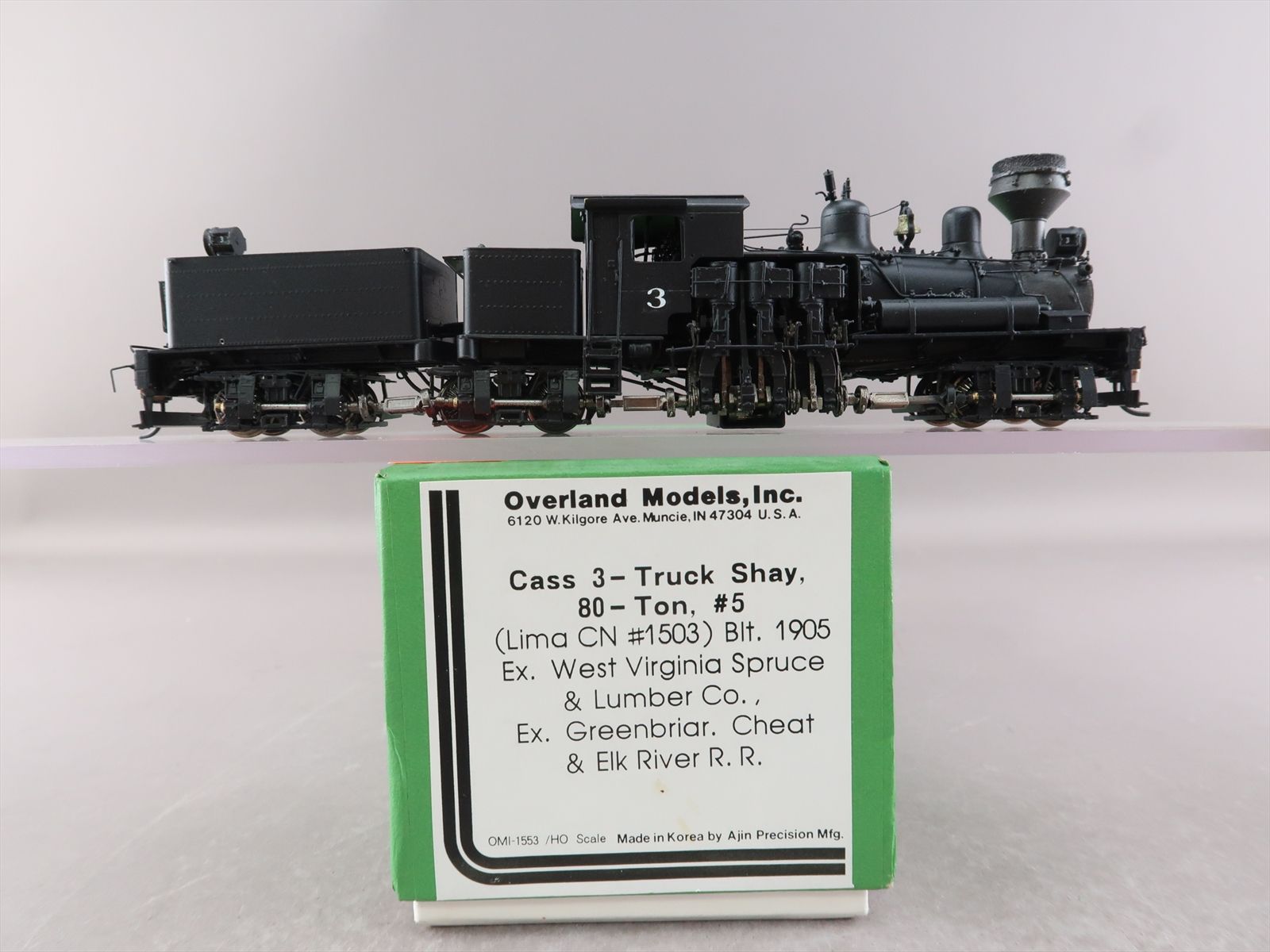 HO Brass Model - OMI 1553 Cass 3-Truck Shay 80-Ton #3 - Custom + DCC - Ajin