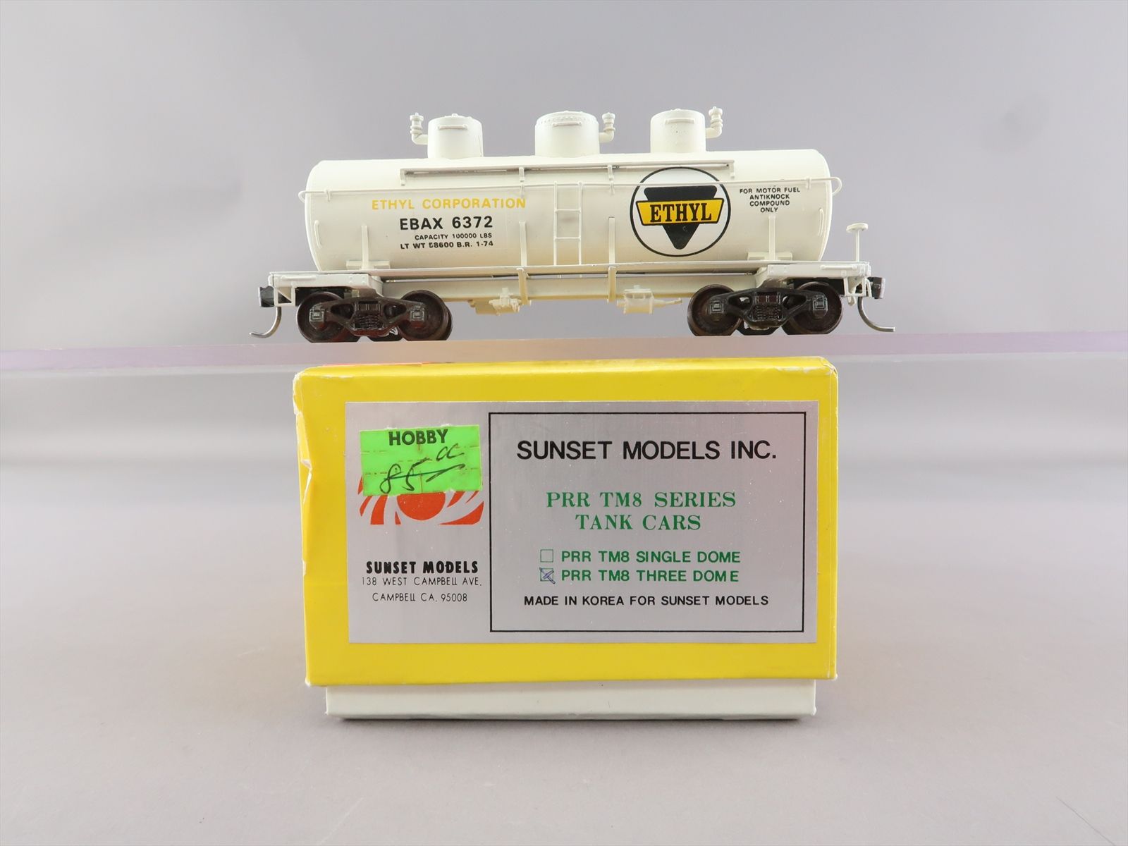 HO Brass Model - Sunset PRR as EBAX Ethyl Co. TM8 Tank Car Triple Three ...