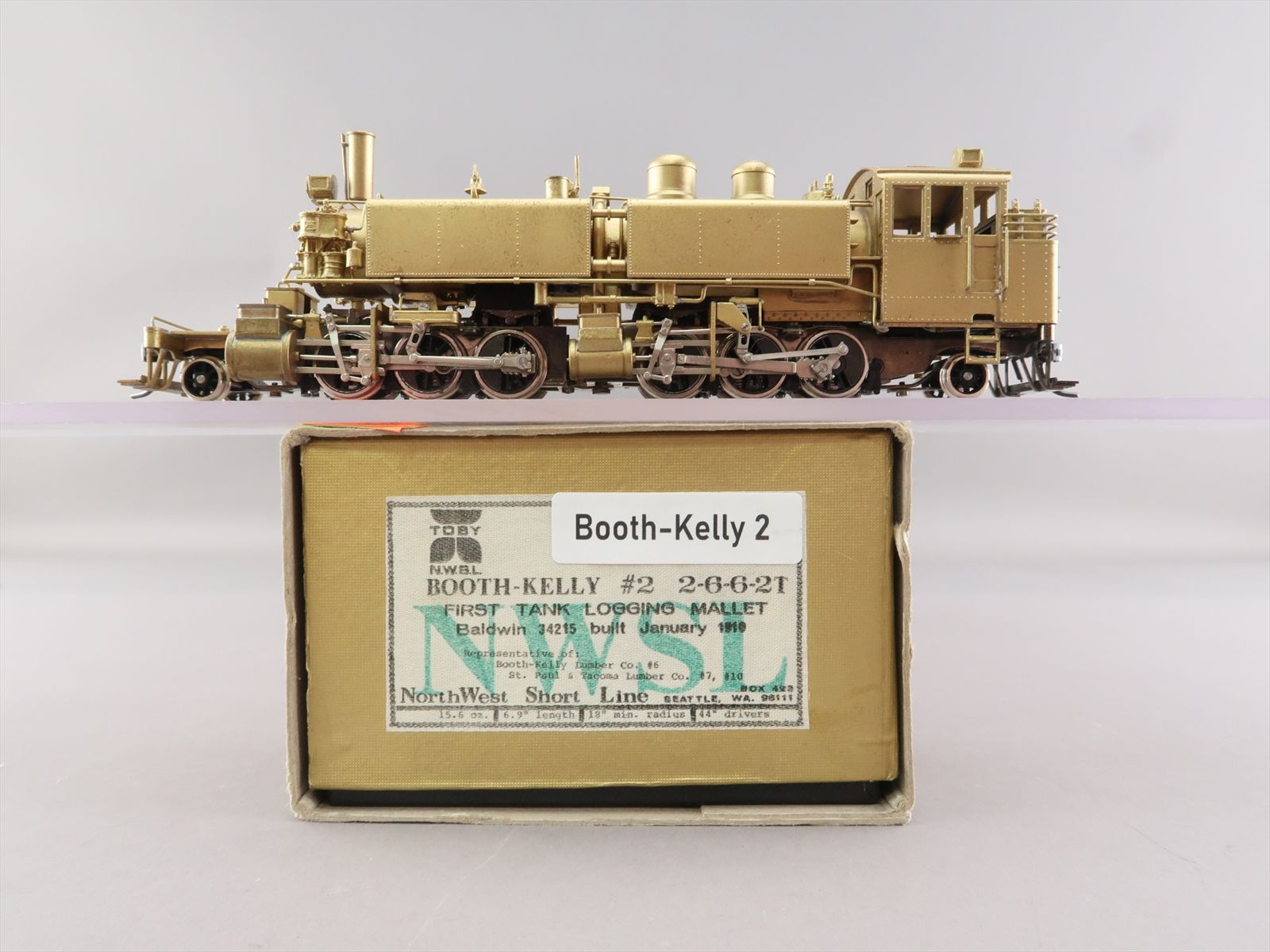 HO Brass Model - NWSL Booth Kelly 2-6-6-2T First Tank Logging Mallet #2 ...