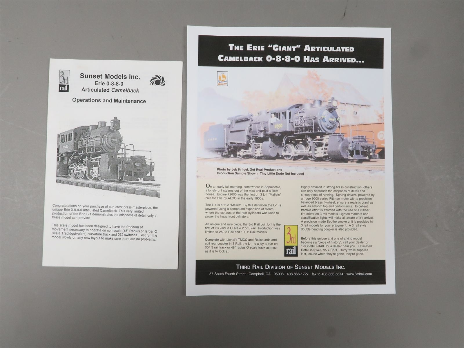 O Brass Model - SS Sunset ERIE L-1 Angus Camelback 0-8-8-0 #2600 - F/P ...