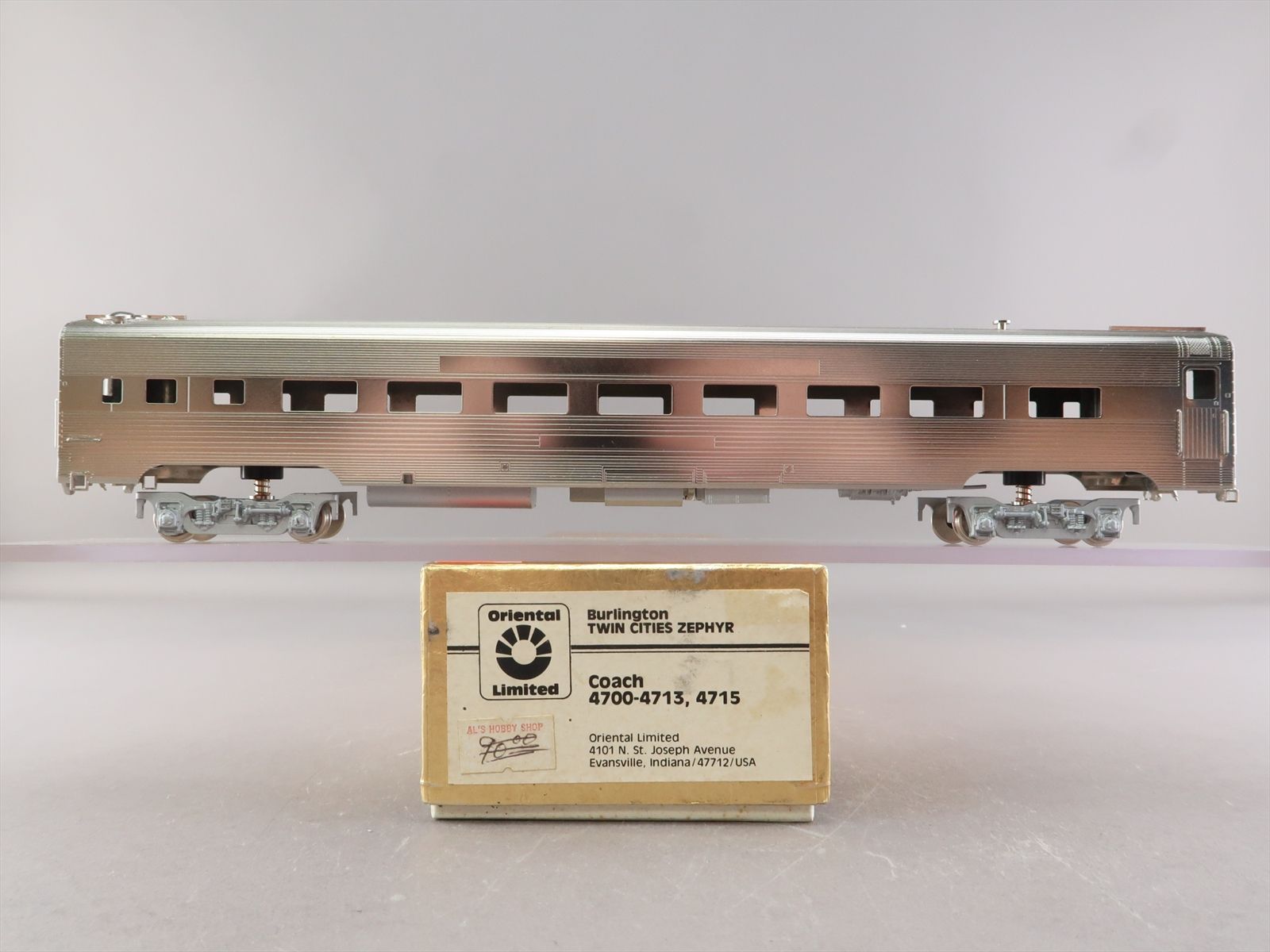 HO Brass Model - Oriental CB&Q Burlington Twin Cities Zephyr Coach ...