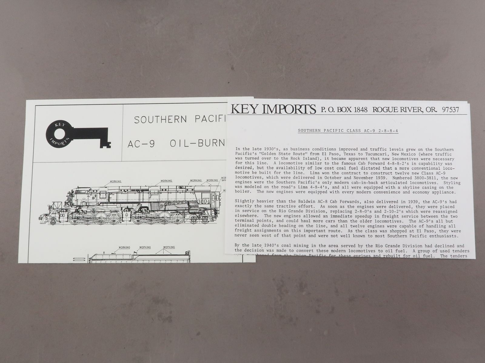 HO Brass Model - Key CS#110 SP Southern Pacific AC-9 2-8-8-4 #3804 - F ...