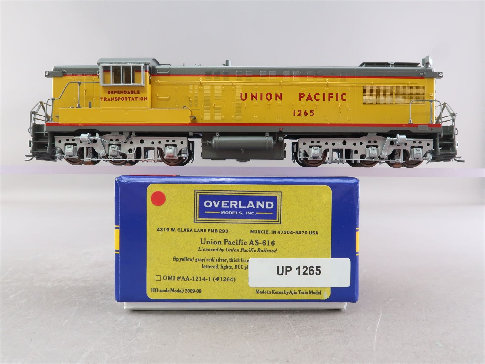 HO Brass Model - OMI AA-1214-2 UP Union Pacific AS-616 Thick Frame #1265 - F/P - 2009 Run - Ajin