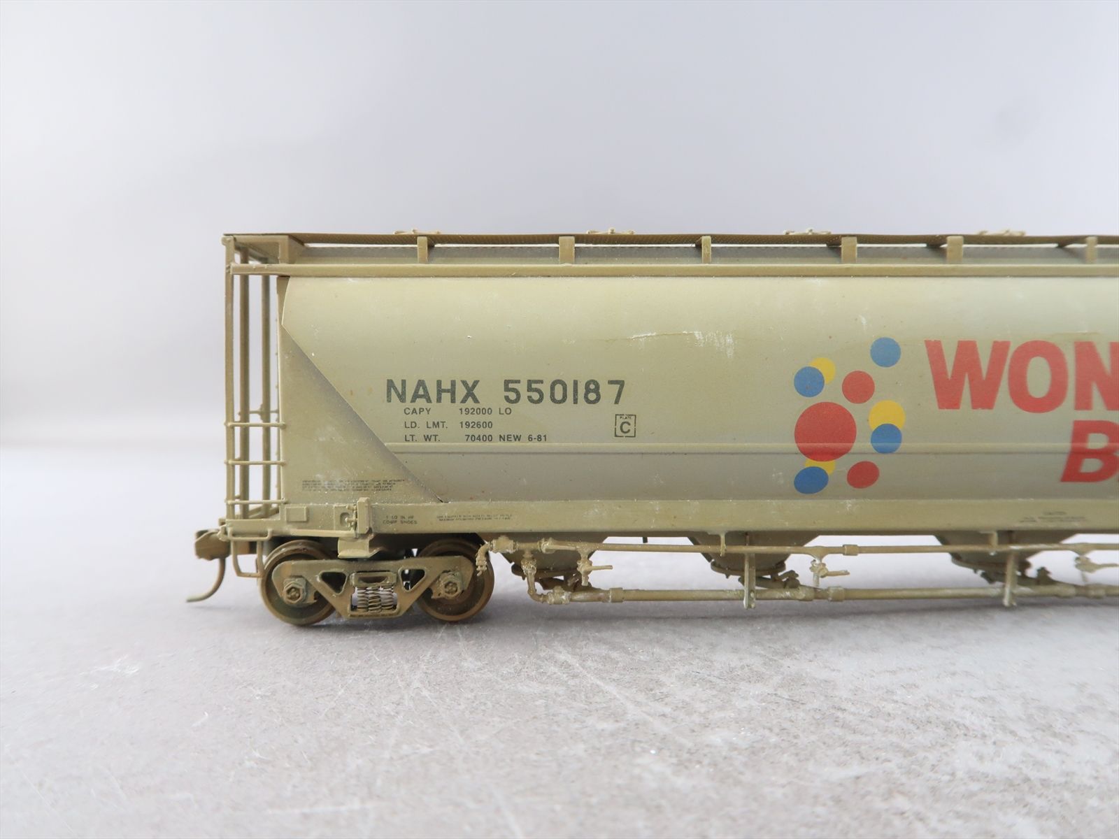 HO Brass Model - OMI 3003 NAHX 5000 Covered Hopper Wonder Bread #550187 - Custom + Weathering ...