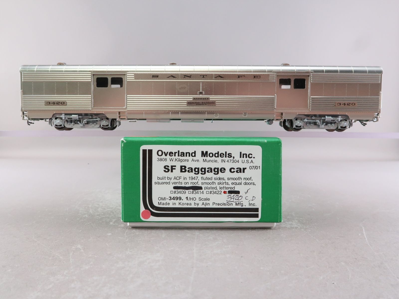HO Brass Model - OMI 3499.1 AT&SF SF Santa Fe Baggage Car #3420 - F/P ...