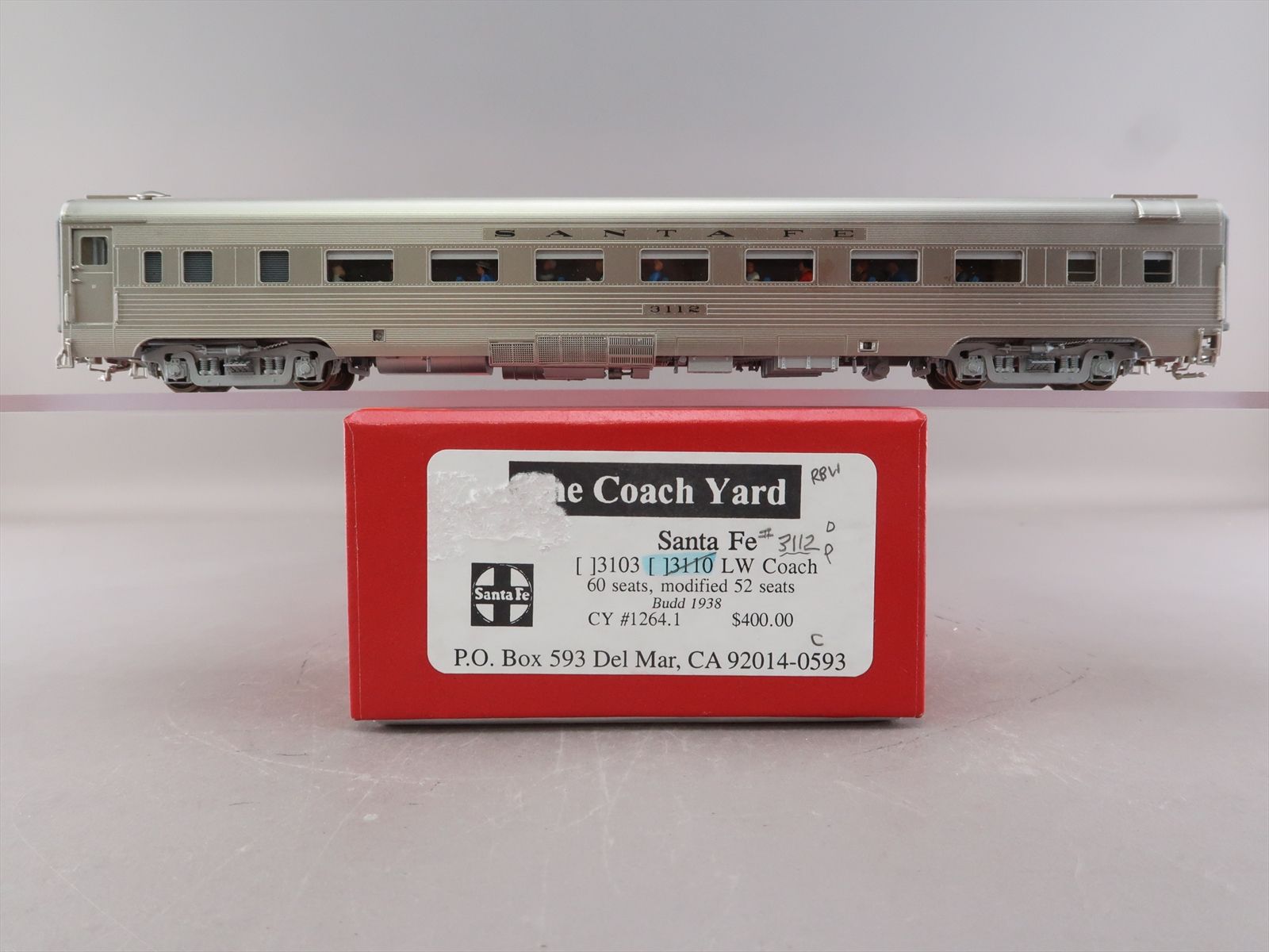 HO Brass Model - TCY 1264.1 AT&SF Santa Fe Coach #3112 - F/P - Samhongsa