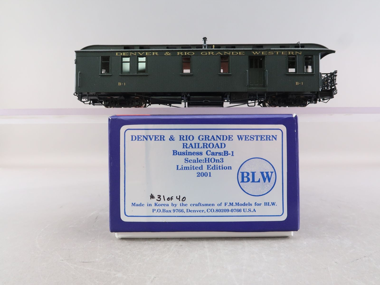HOn3 Brass Model - BLW Berlyn D&RGW Rio Grande Business Car B-1 - F/P ...