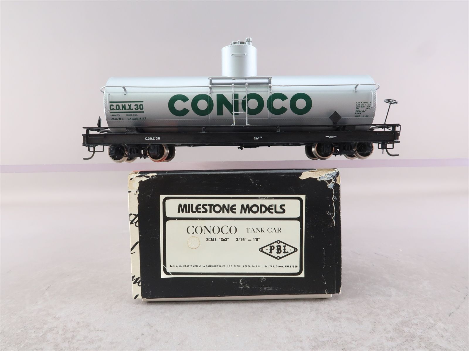 Sn3 Brass Model - P-B-L Milestone Conoco Tank Car Silver #30 - F/P ...