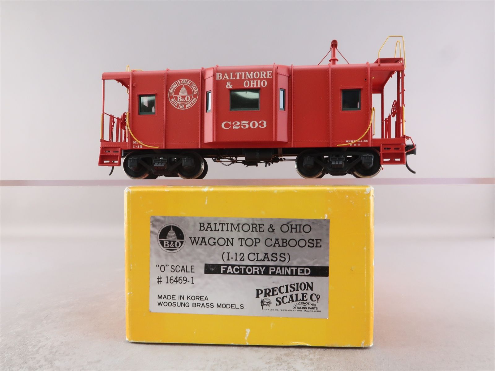 O Brass Model - PSC 16469-1 B&O Baltimore & Ohio I-12 Wagon Top Bay Window Caboose #C2503 - F/P ...