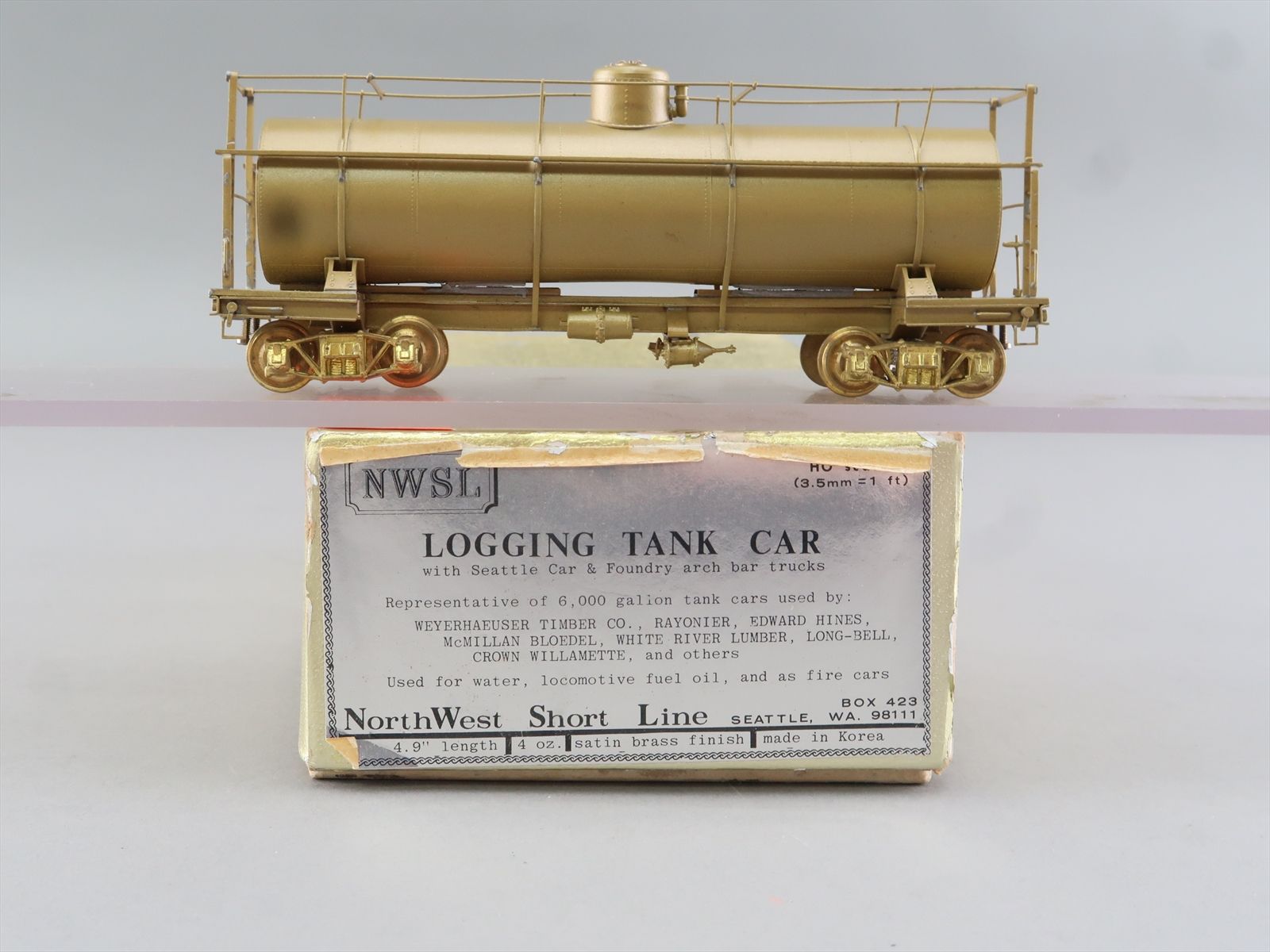HO Brass Model - NWSL 10000 Gallon Logging Tank Car Misc. Roads ...