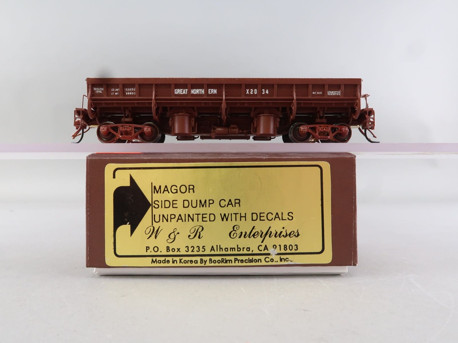 HO Brass Model - W&R Magor Side Dump Car X2034- Custom - 1999 Run - Boo-Rim