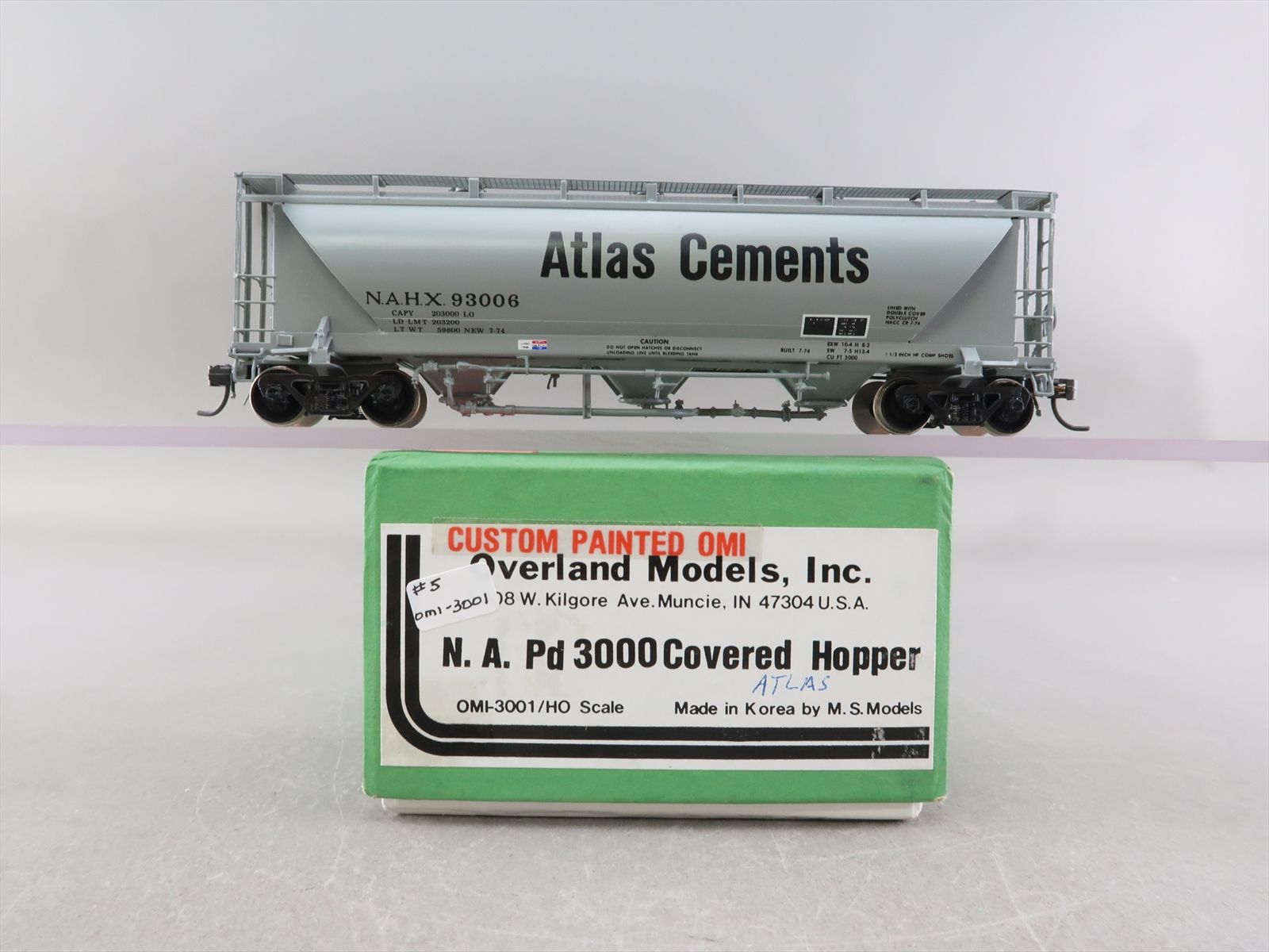 HO Brass Model - OMI 3001.1 NAHX Atlas Cements 3000 Covered Hopper ...