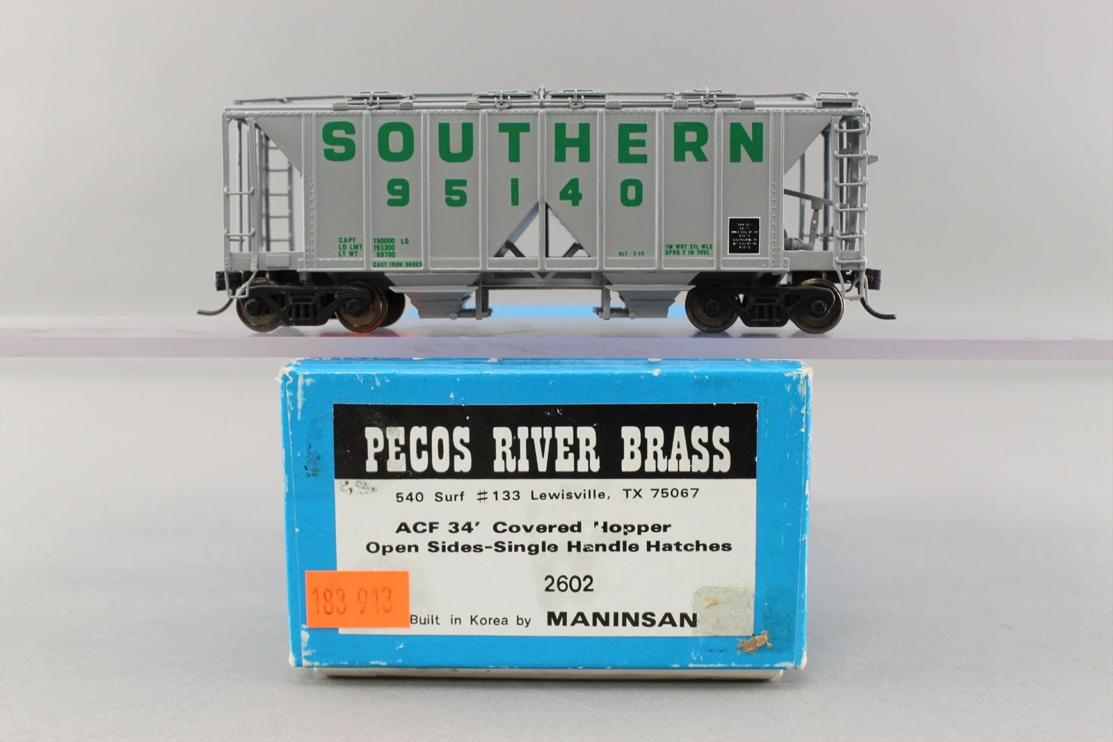 HO Brass Model - PRB Pecos 2602 SOU Southern ACF 34' Covered Hopper #95140 - Custom - 1989 Run ...