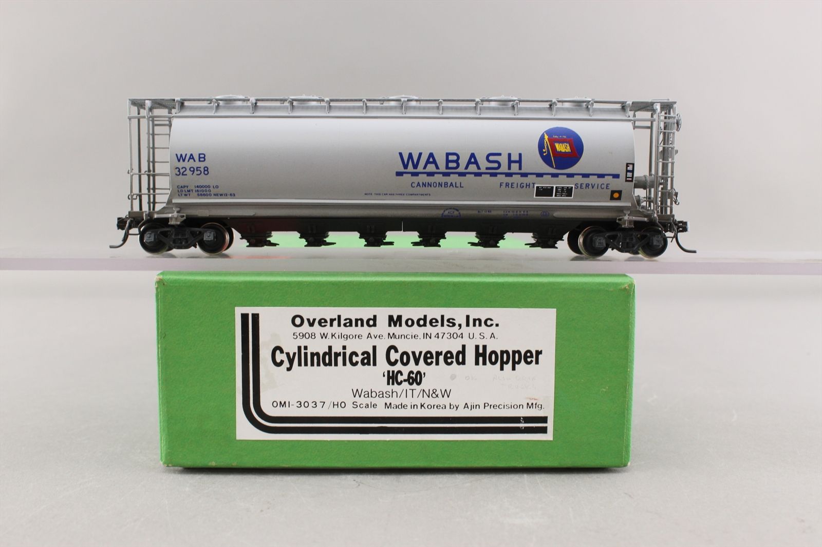 HO Brass Model - OMI 3037 BN as WAB Wabash Covered HC-60 Cylindrical Hopper #32958 - Custom ...