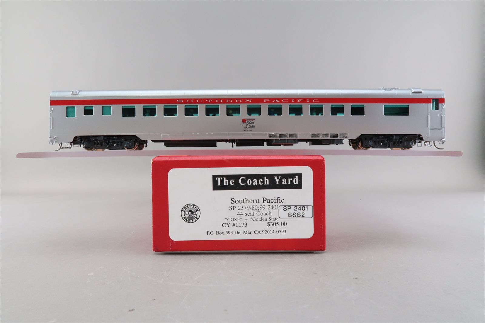 HO Brass Model - TCY 1173 SP Southern Pacific 44 Seat Coach #2401 - Pro Paint + Detail by Boyd ...