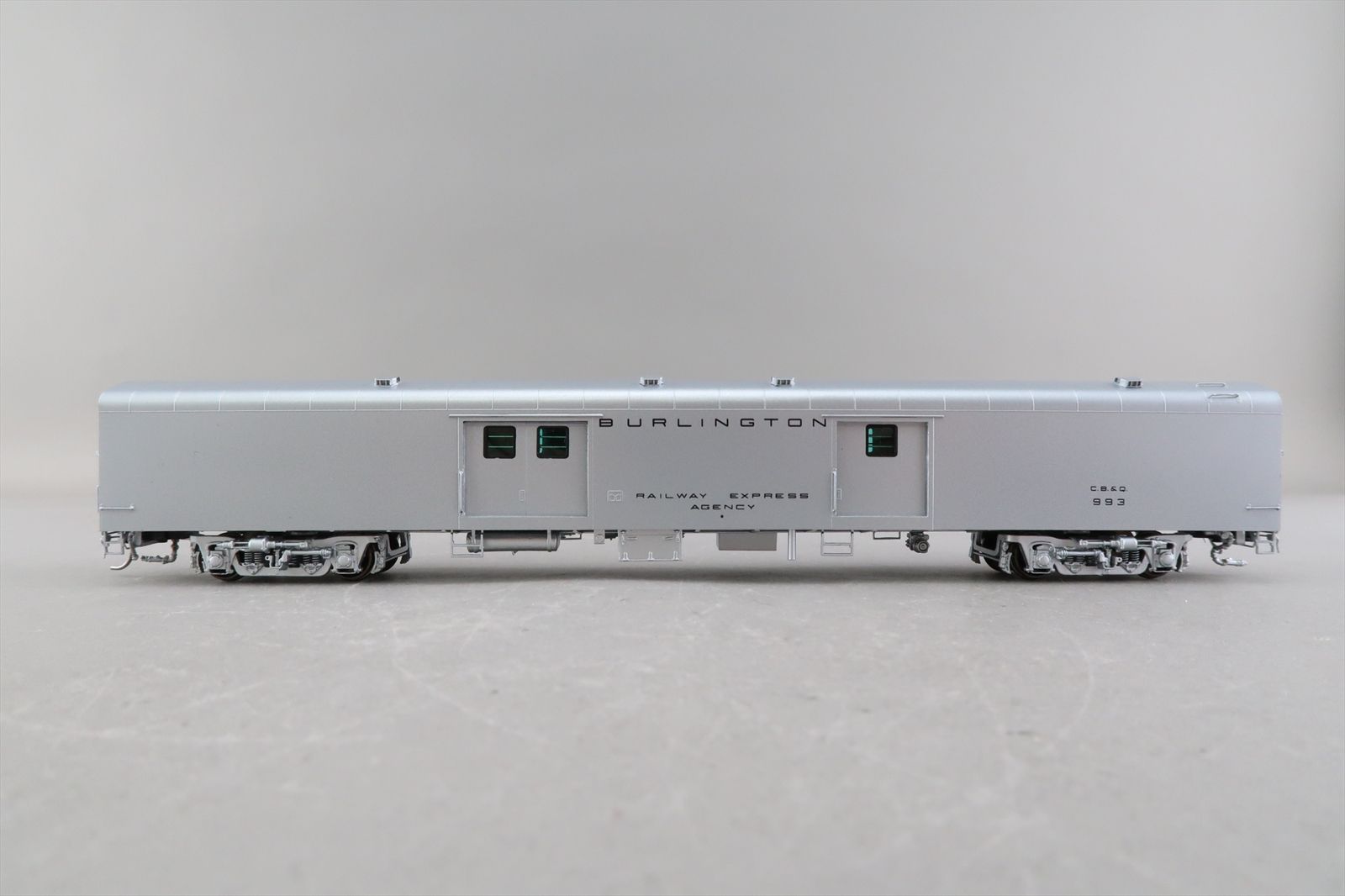 HO Brass Model - RWC CBQ11 CB&Q Burlington Havelock Baggage Silver #993 - F/P - Ajin