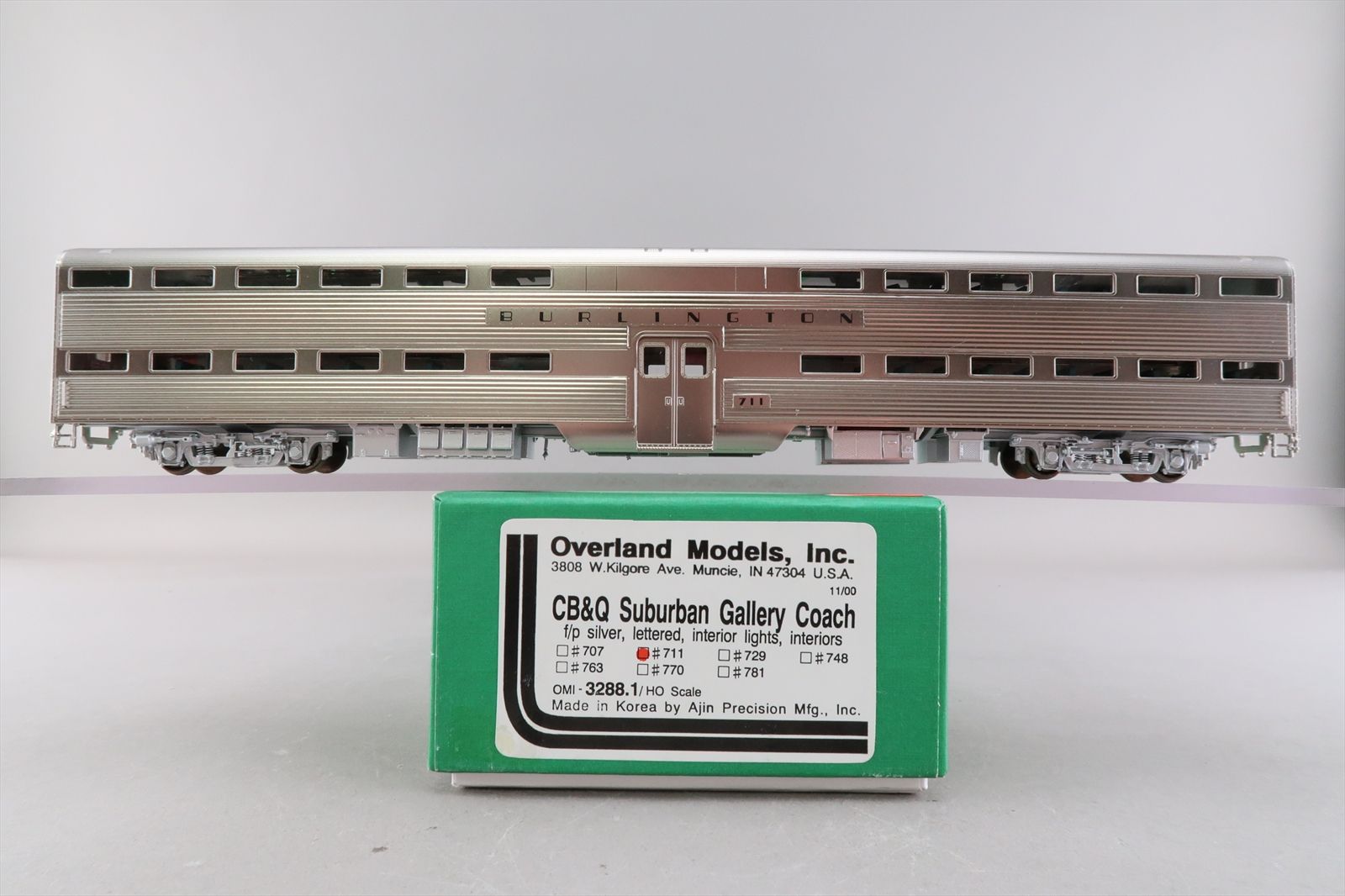 HO Brass Model - OMI 3288.1 CB&Q Burlington Suburban Gallery Coach #711 ...