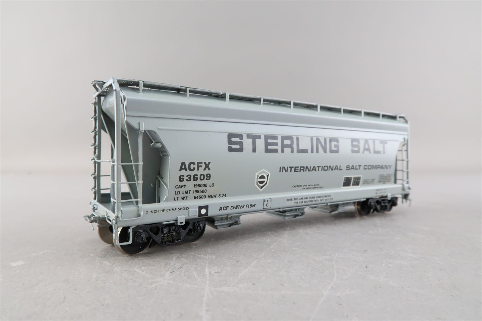 HO Brass Model - OMI 3094.1 ACFX ACF Sterling Salt 3-Bay Centerflow Hopper Covered #63609 - F/P ...