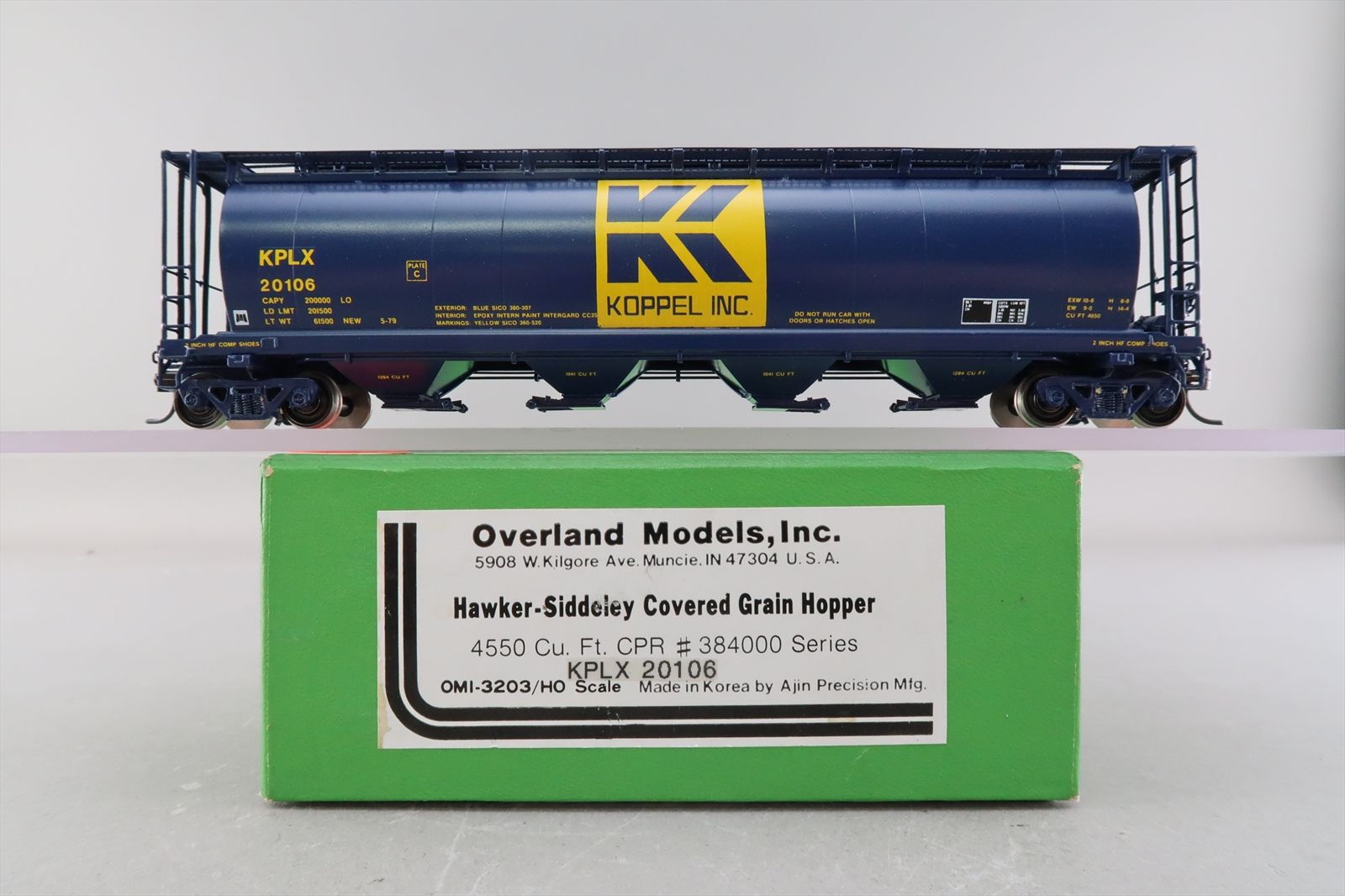 HO Brass Model - OMI 3203 KPLX Koppel Inc. Hawker - Siddeley Covered Grain Hopper #20106 - Pro ...