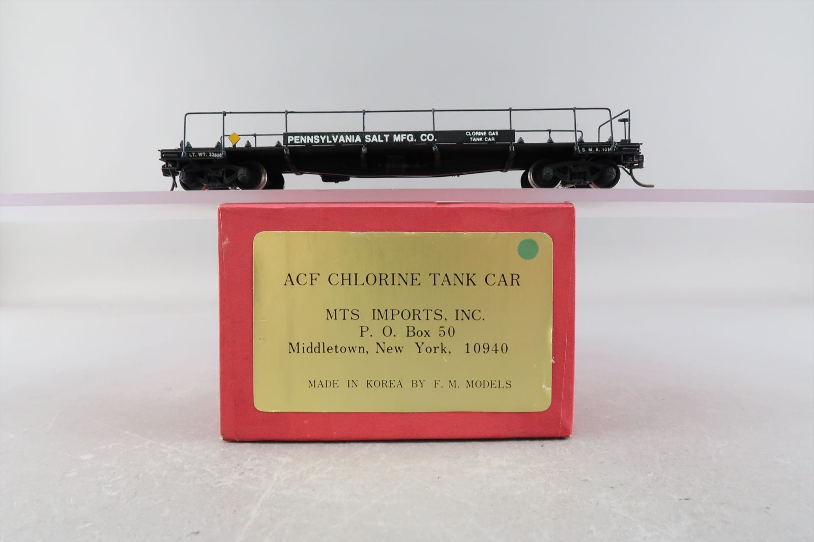 HO Brass Model - MTS PRR / PSMX Pennsylvania Salt Mfg. Co. ACF Chlorine Tank Flatcar w/ Tanks ...