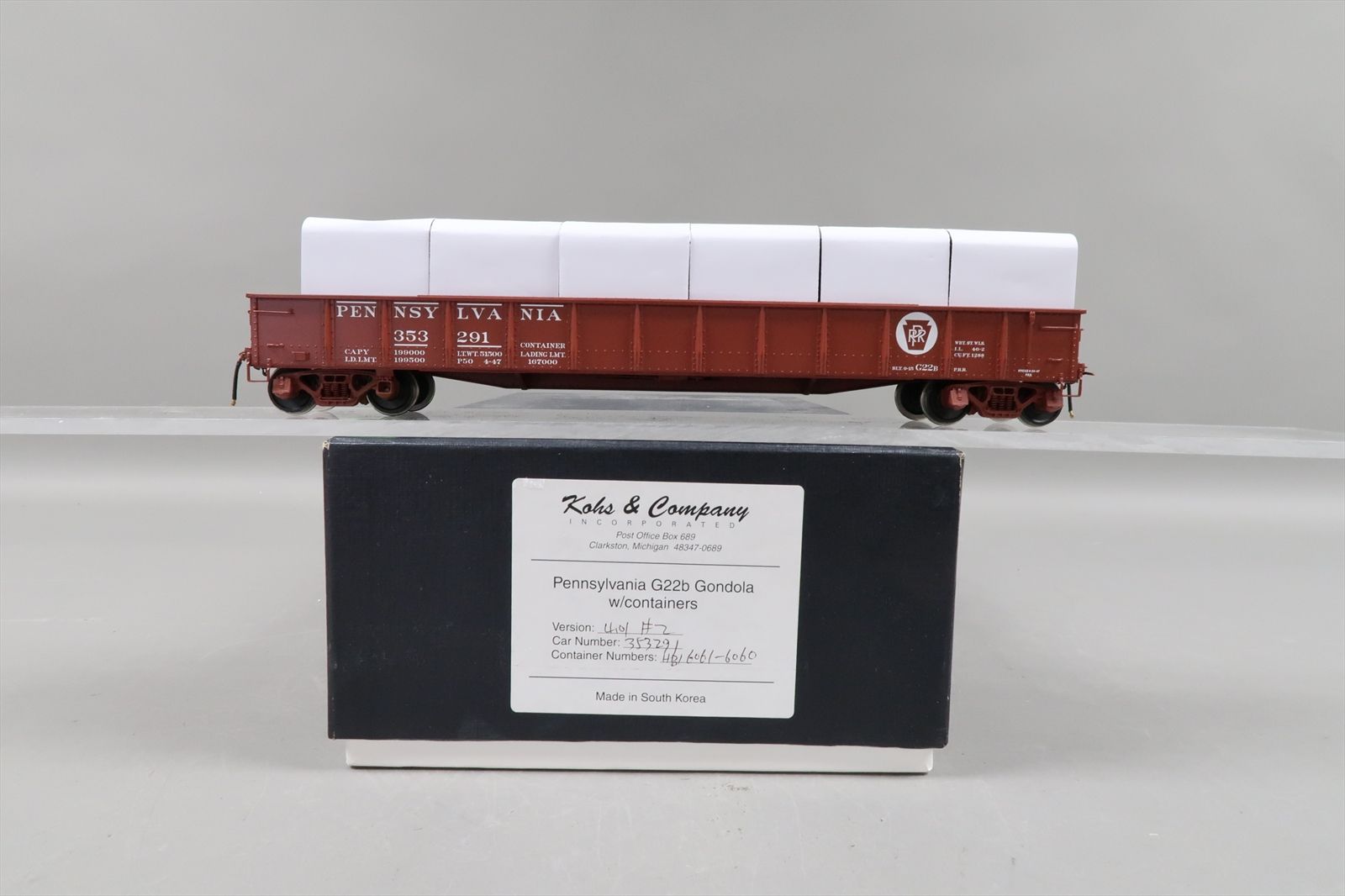 O Brass Model - Kohs & Co. Pennsylvania PRR G22b Gondola w/ Containers ...