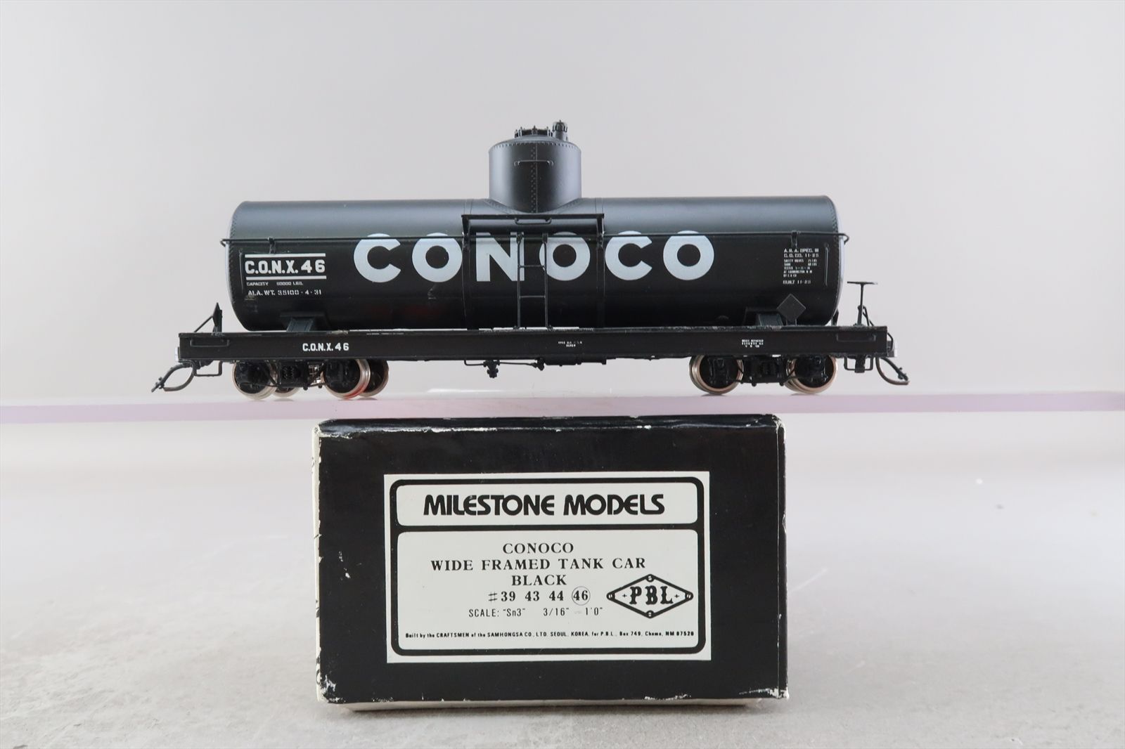 Sn3 Brass Model - P-B-L CONX CONOCO Wide Frame Tank Car Single Dome #46 ...