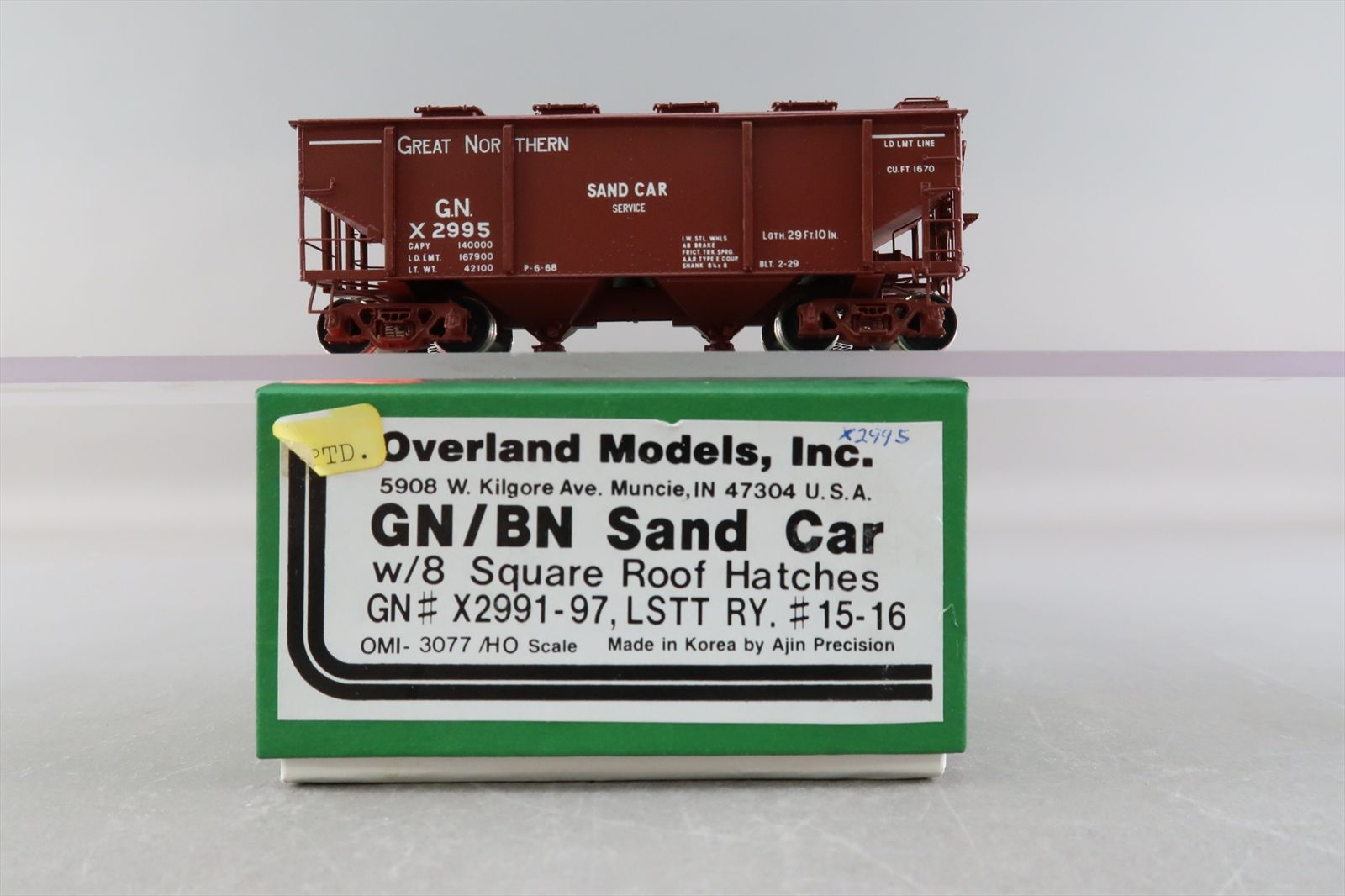 HO Brass Model - OMI 3077 GN Great Northern Sand Car 8 Square Roof ...