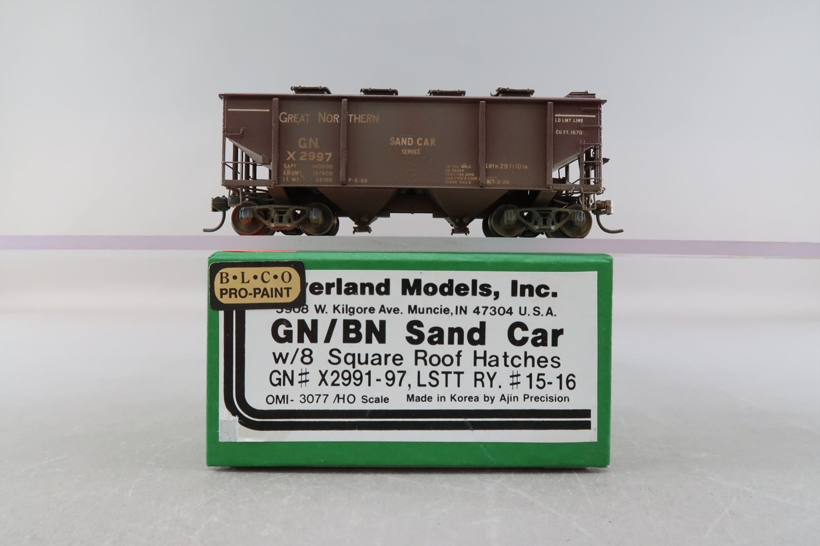 HO Brass Model - OMI 3077 GN Great Northern Sand Car 8 Square Roof ...