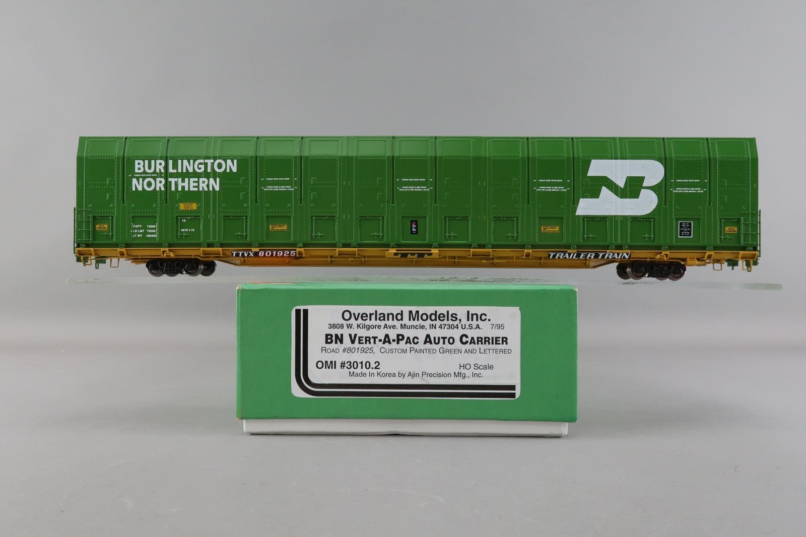 HO Brass Model - OMI 3010.2 BN Burlington Northern TTVX Trailer Train Vert-A-Pac Auto Carrier ...