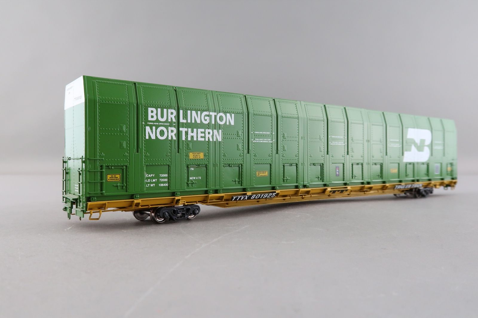 HO Brass Model - OMI 3010.2 BN Burlington Northern TTVX Trailer Train Vert-A-Pac Auto Carrier ...