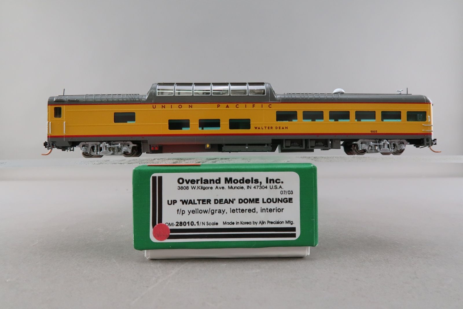 N Brass Model - OMI 28010.1 UP Union Pacific Dome Lounge Walter Dean #9005 - F/P - 2003 Run - Ajin